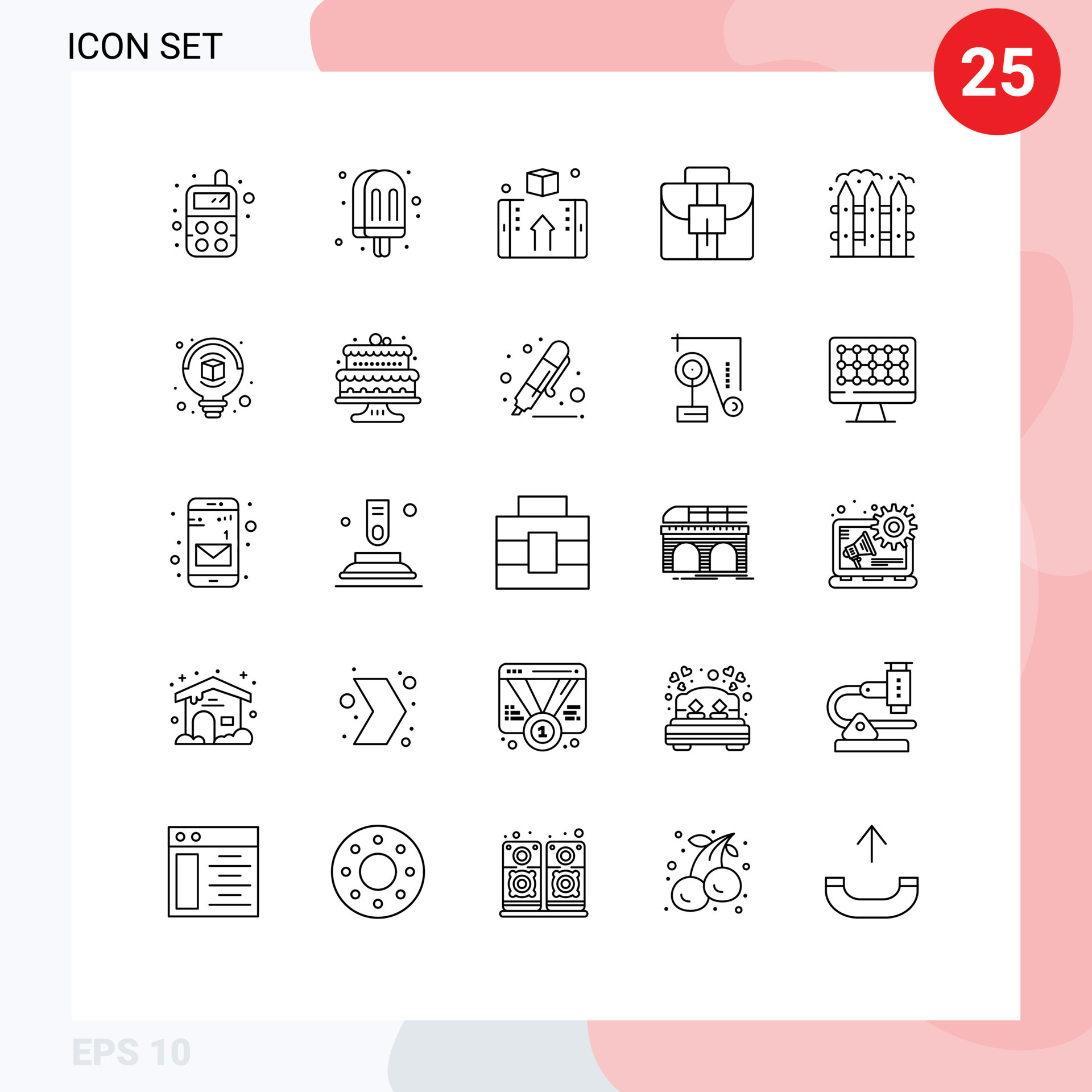 User Interface Pack of 25 Basic Lines of fence farm finance suitcase ... User Interface Pack of 25 Basic Lines of fence farm finance suitcase ...