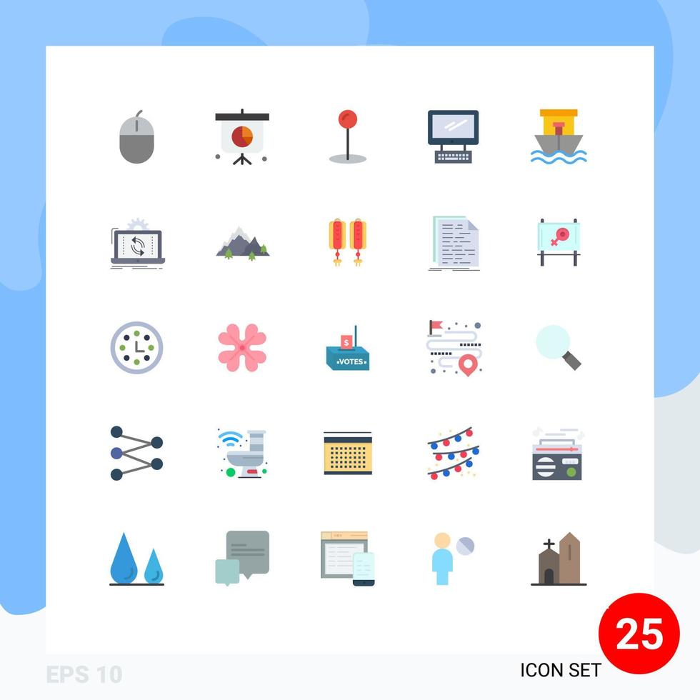 25 Universal Flat Colors Set For Web And Mobile Applications Boat Ship Maps Pc Device Editable