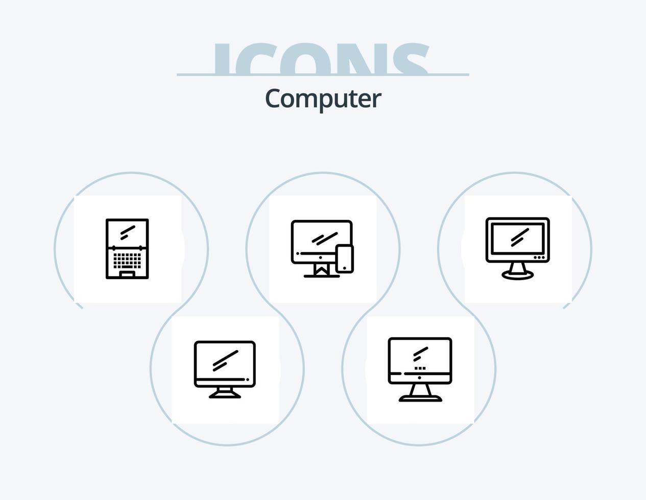 Computer Line Icon Pack 5 Icon Design. . imac. 18499712 Vector Art at ...