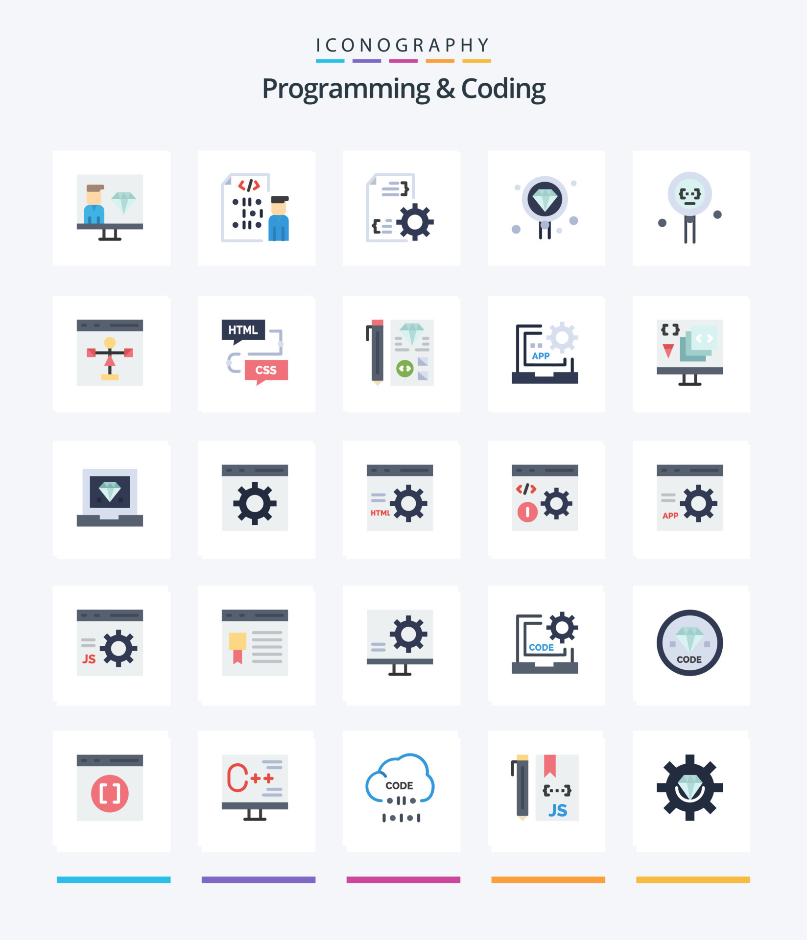 Creative Programming And Coding 25 Flat Icon Pack Such As Development