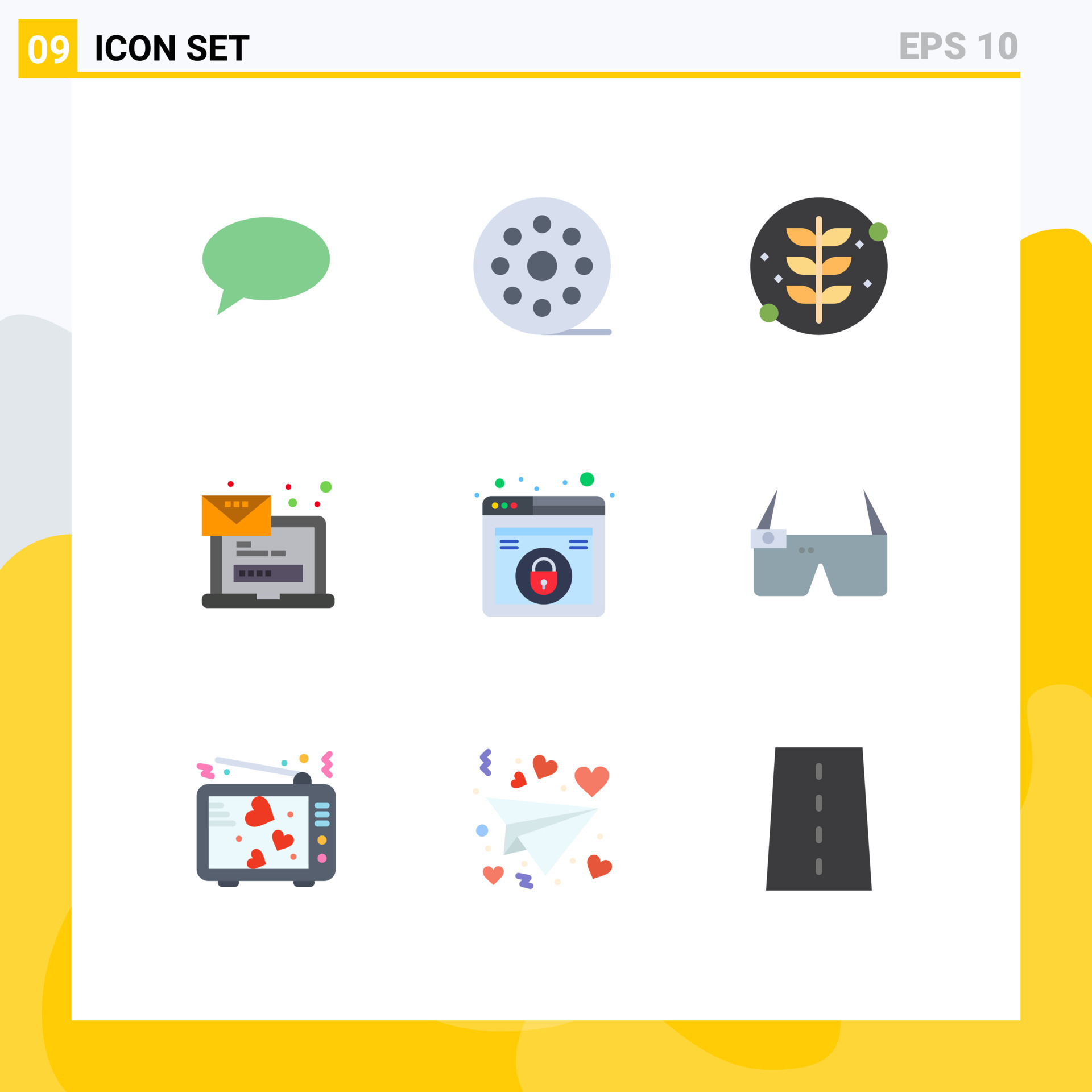 9 Universal Flat Colors Set For Web And Mobile Applications Design Message Grow Laptop Computer