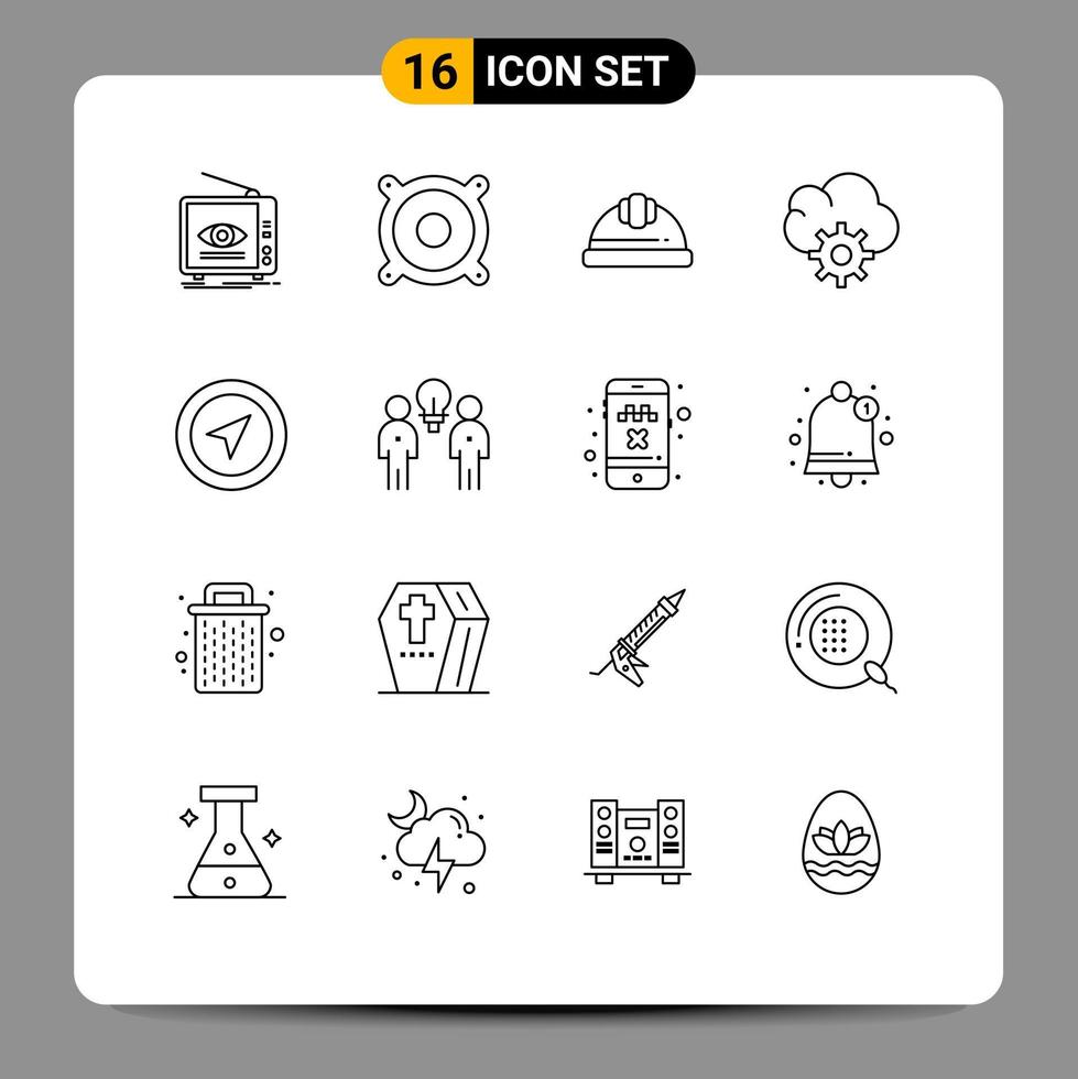 Set Of 16 Commercial Outlines Pack For Pointer Location Cap Data Cloud Editable Vector Design