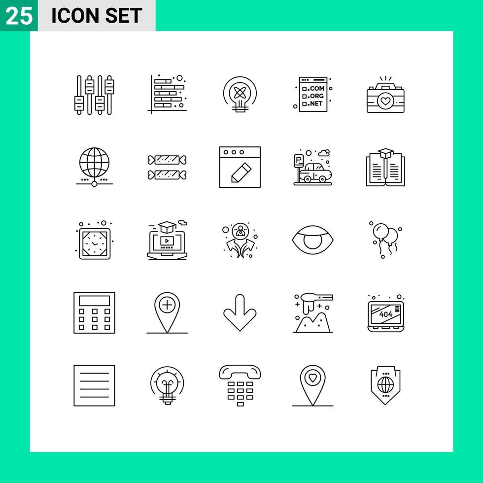 25 User Interface Line Pack of modern Signs and Symbols of programming ...