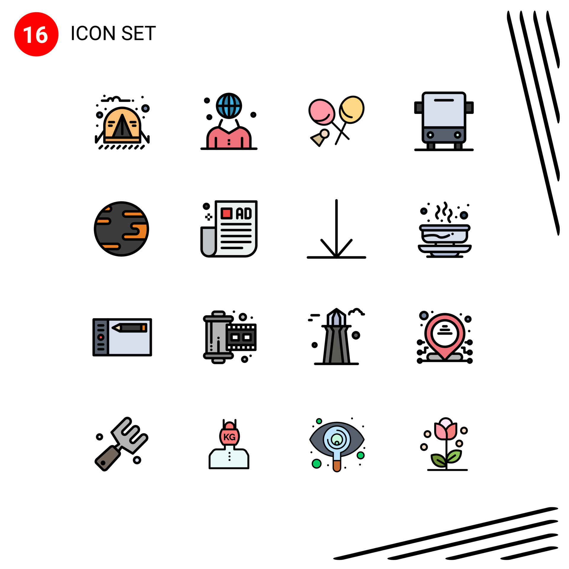 Stock Vector Icon Pack Of 16 Line Signs And Symbols For Vehicles