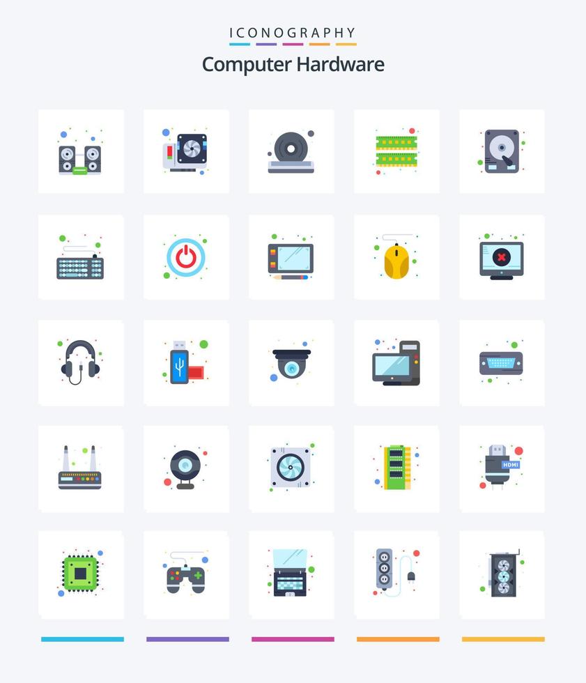 Creative Computer Hardware 25 Flat icon pack Such As drive. ram. disc ...