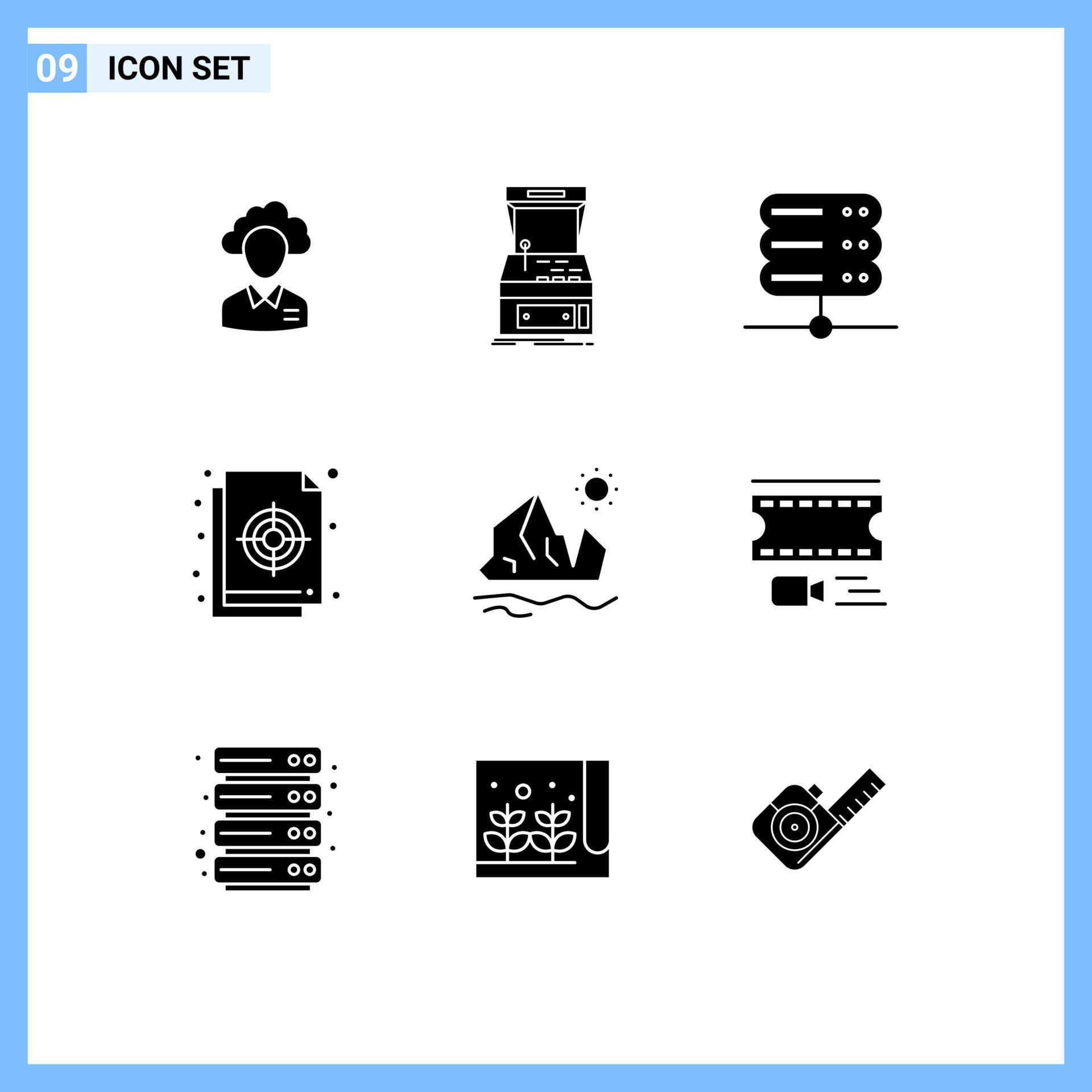 Group of 9 Solid Glyphs Signs and Symbols for palette circular console ...