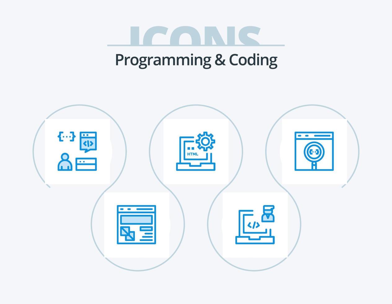 Programming And Coding Blue Icon Pack 5 Icon Design Develop Code Laptop Programmer Develop