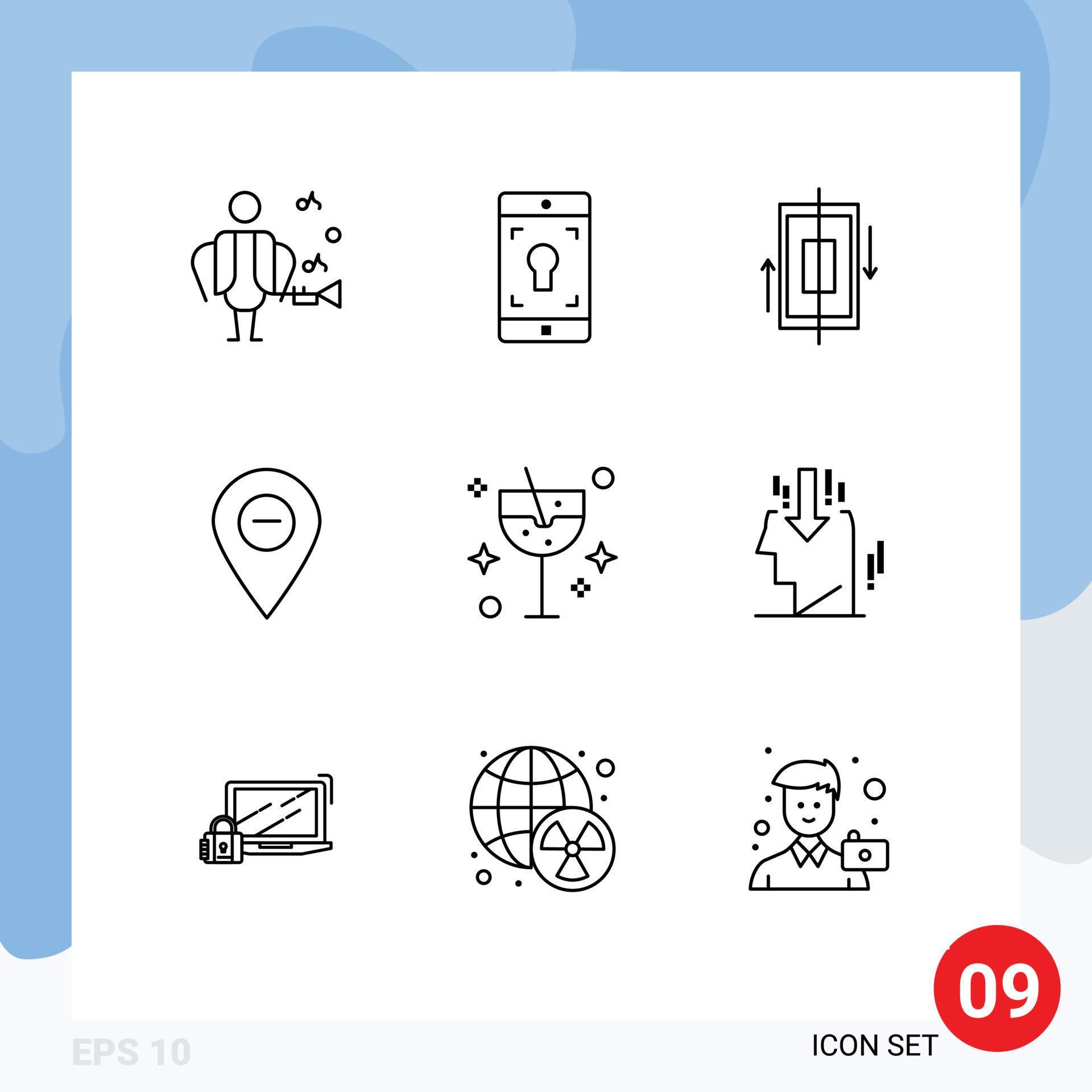 Set Of 9 Vector Outlines On Grid For Carnival Marker Synchronization