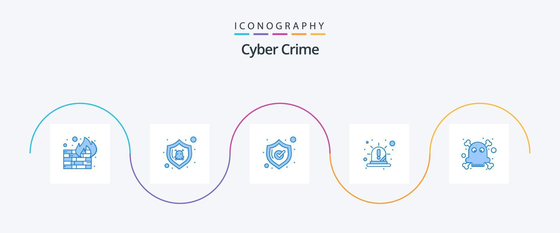 Cyber Crime Blue 5 Icon Pack Including Death Siren Safety Red