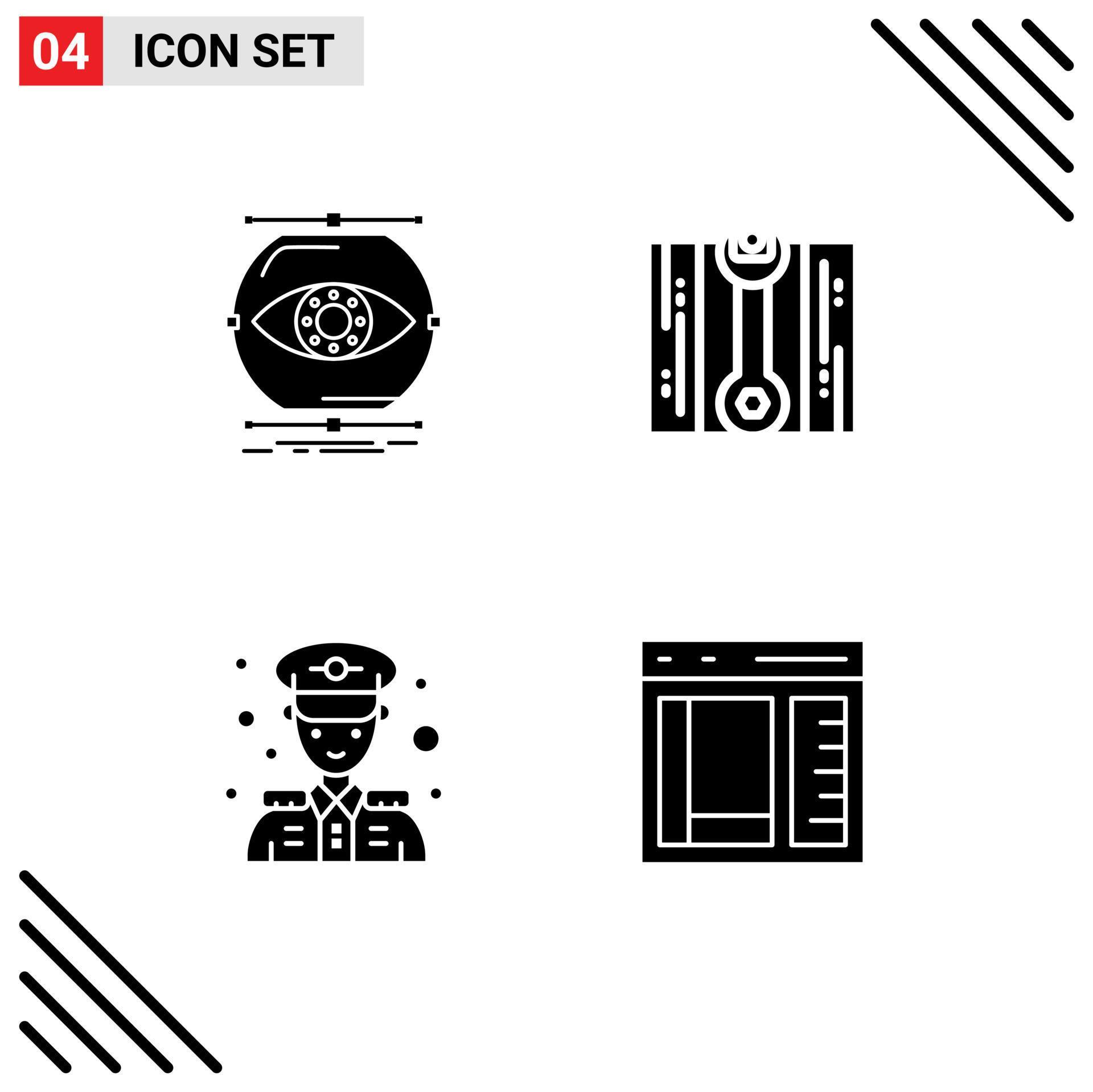 Set of 4 Modern UI Icons Symbols Signs for visualize man monitoring fix ...