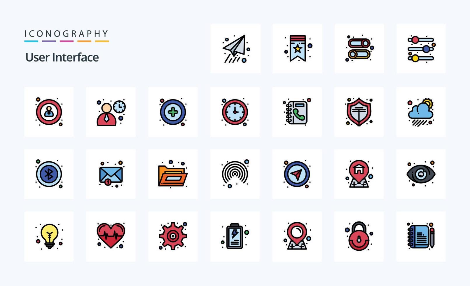 25 User Interface Line Filled Style icon pack 18503201 Vector Art at ...
