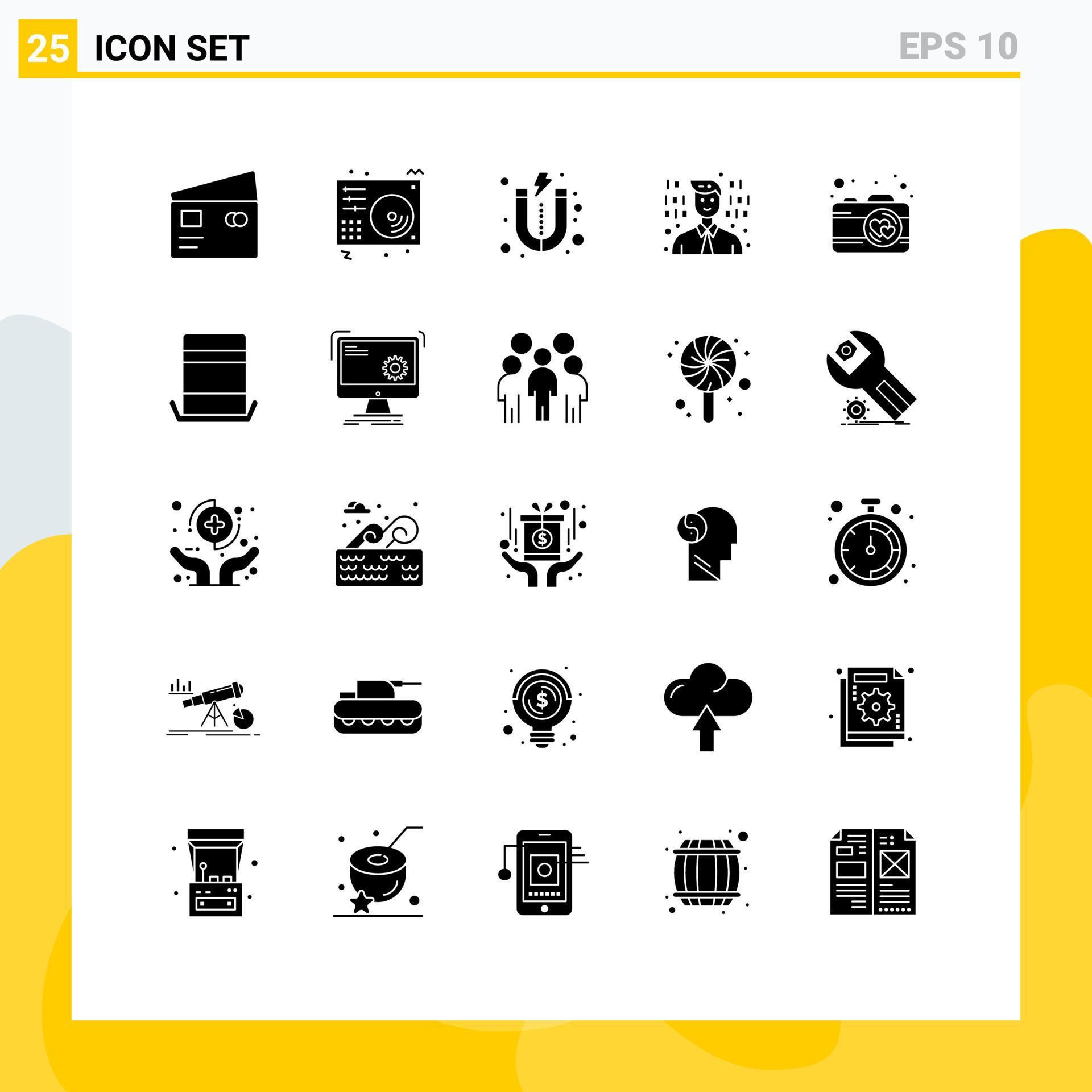 Set of 25 Modern UI Icons Symbols Signs for photo programming player ...