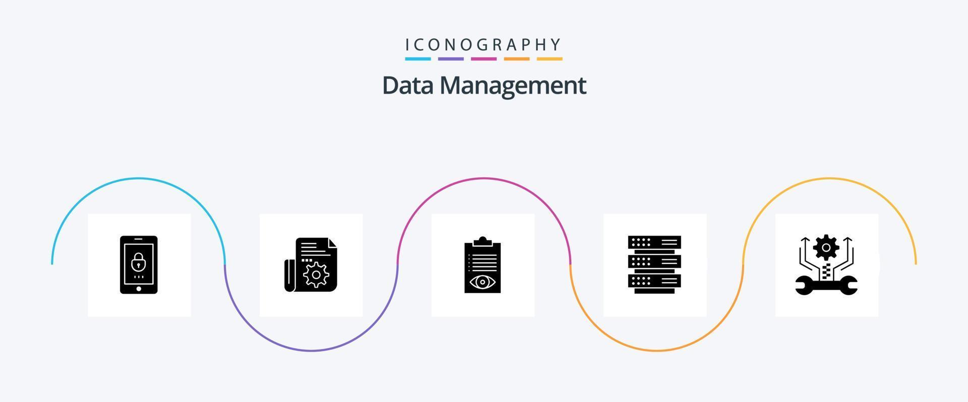 Data Management Glyph 5 Icon Pack Including server . list. setting ...