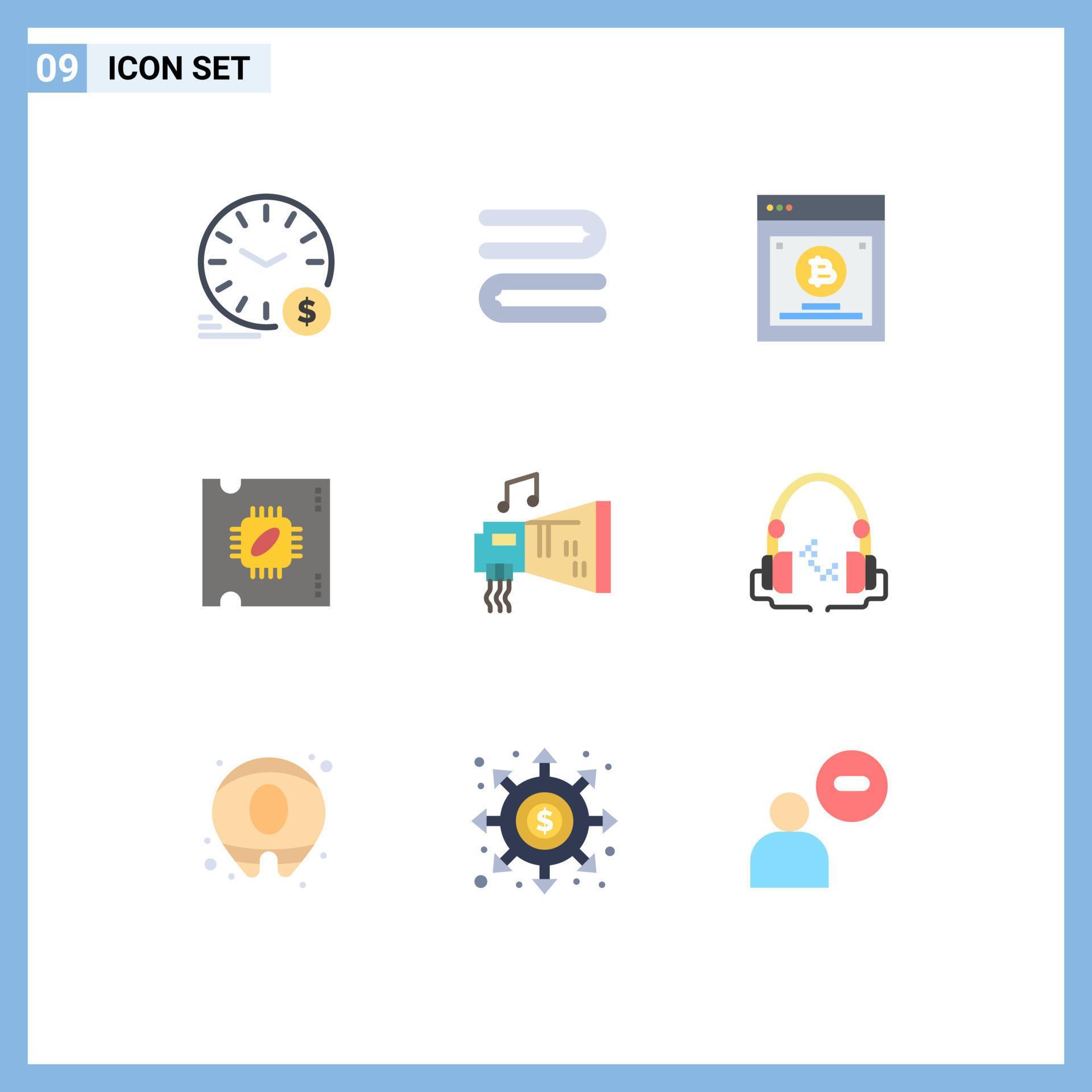 Set Of 9 Modern Ui Icons Symbols Signs For Blaster Processor Chip Testing Processor Cpu Editable