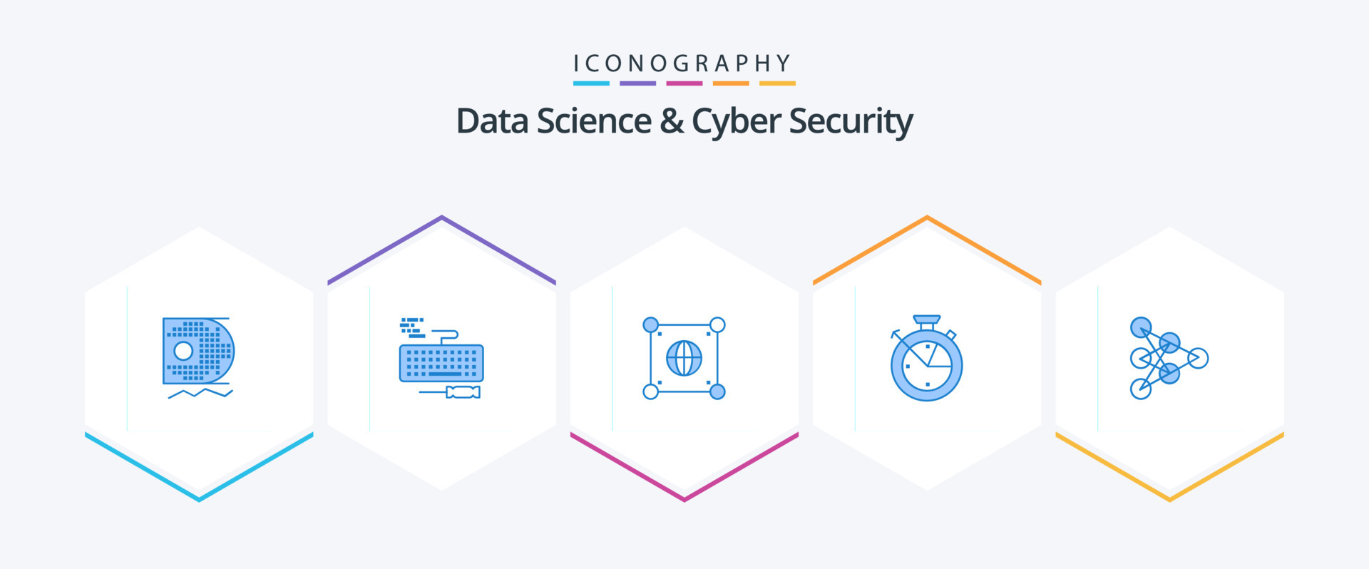 Data Science And Cyber Security 25 Blue Icon Pack Including Deep Data Scince Globe Clock
