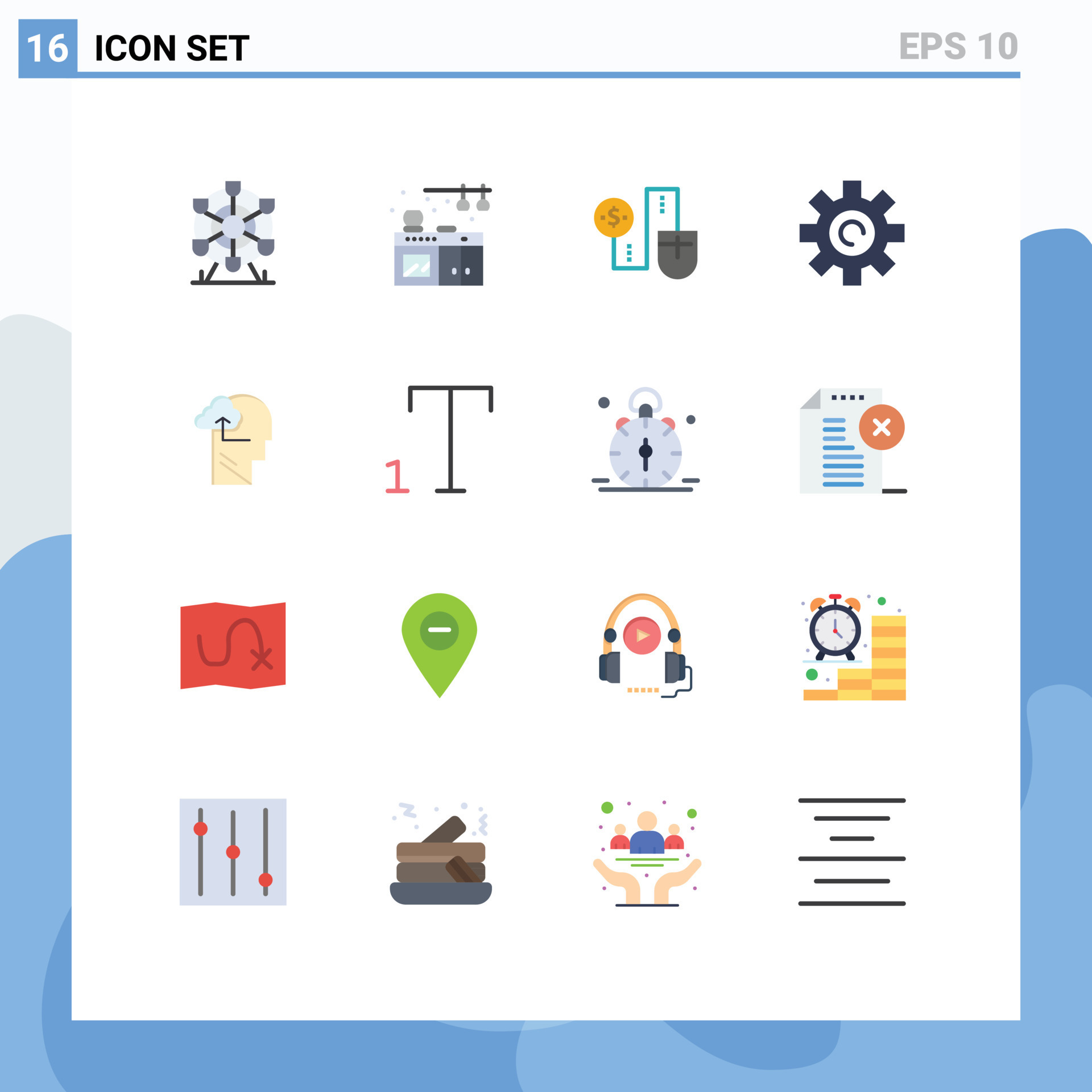 16 Universal Flat Colors Set For Web And Mobile Applications Gain User Connect Setting Gear