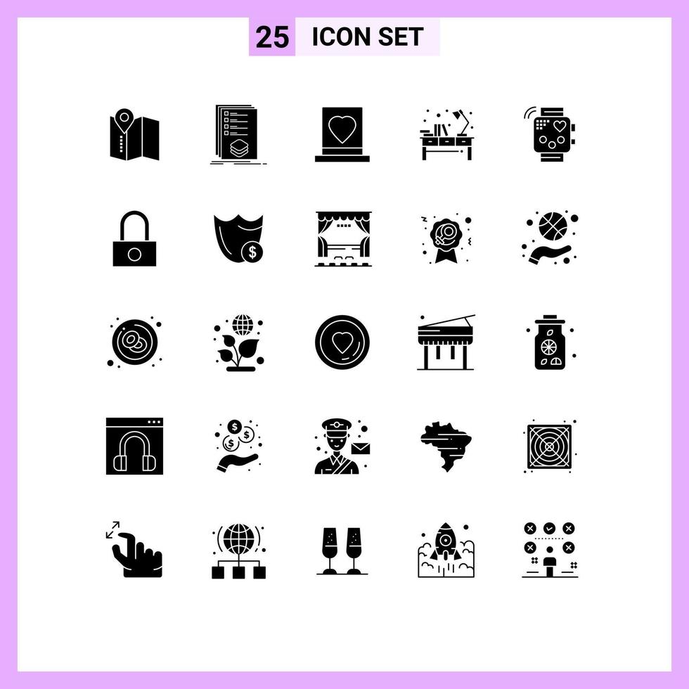 Stock Vector Icon Pack of 25 Line Signs and Symbols for workplace table ...