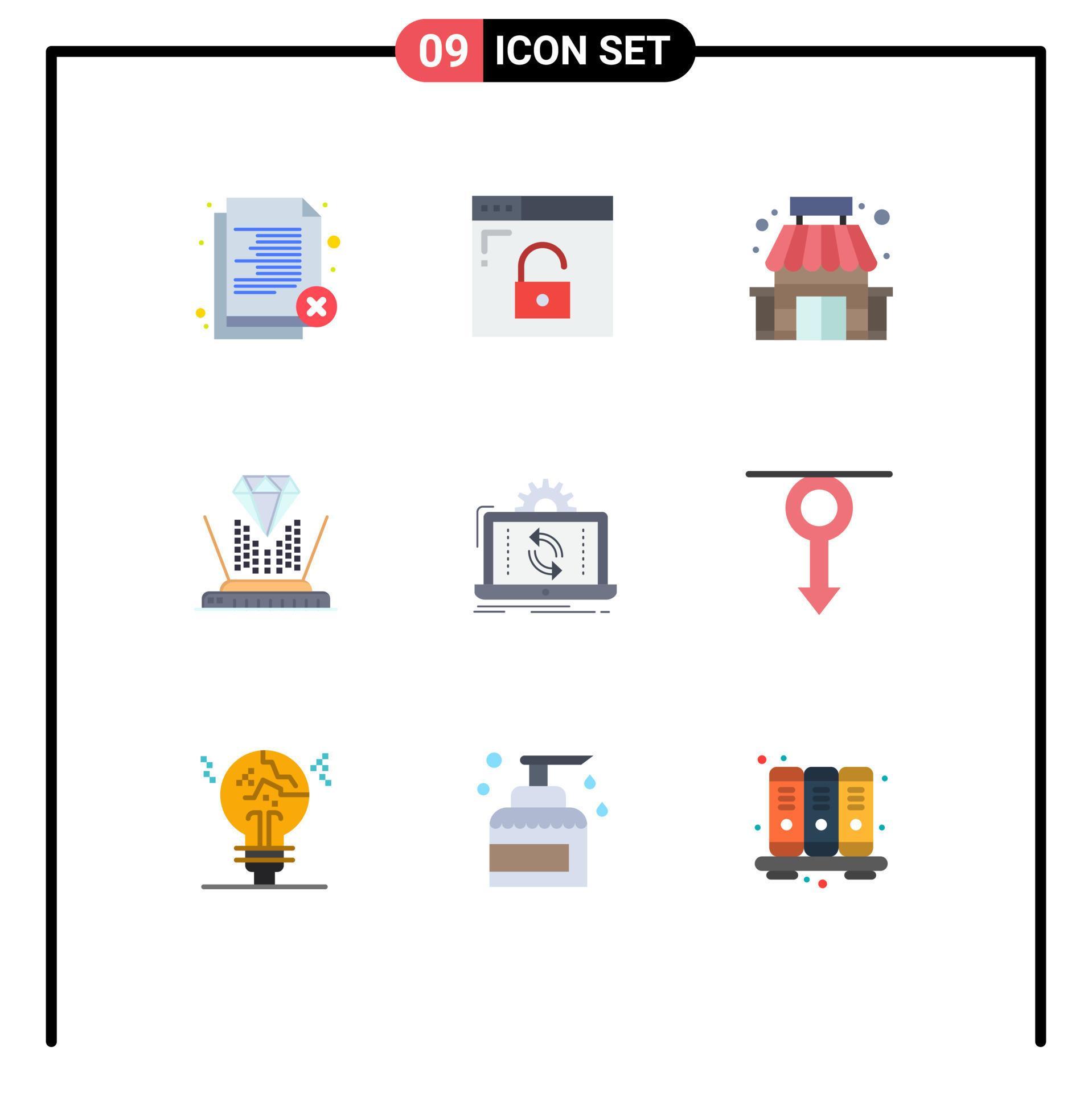Set Of 9 Vector Flat Colors On Grid For Data Technology Secure