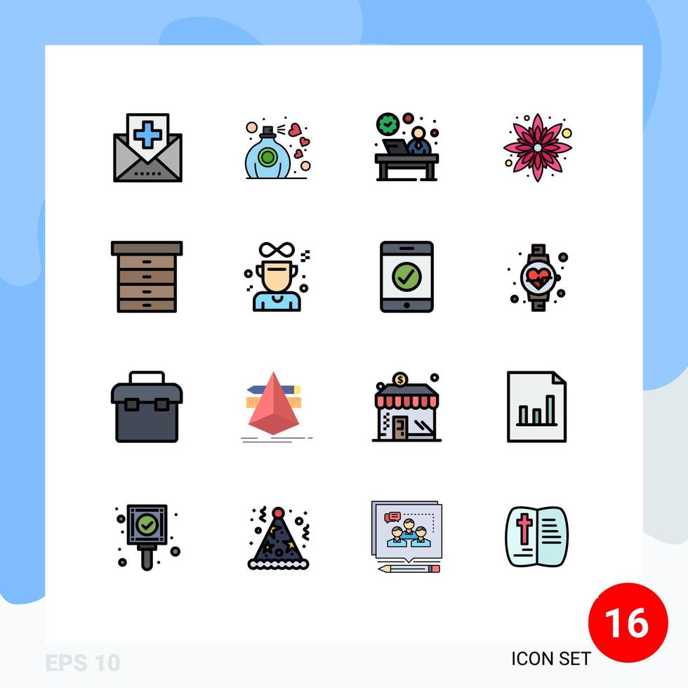 Editable Vector Line Pack of 16 Simple Flat Color Filled Lines of decor ...