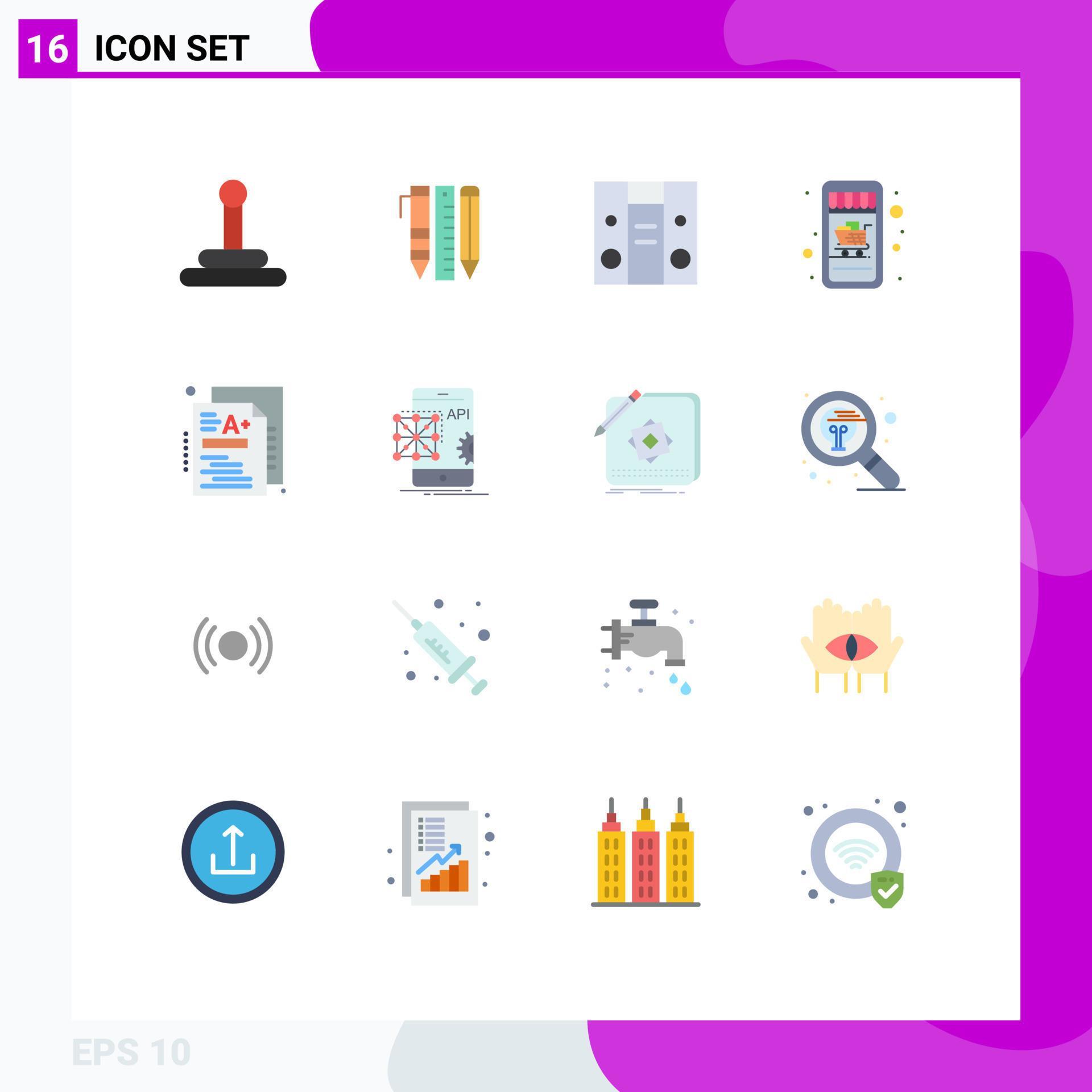 16 Thematic Vector Flat Colors and Editable Symbols of api grade center ...
