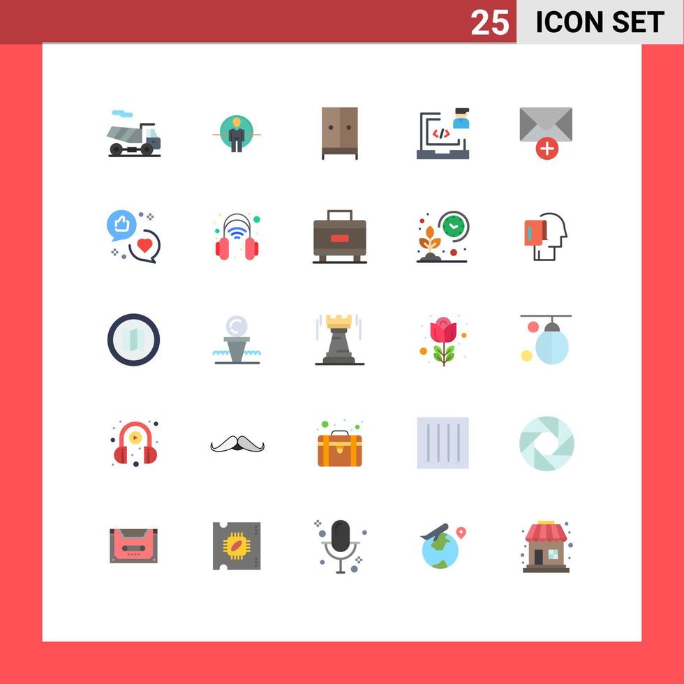 25 Thematic Vector Flat Colors And Editable Symbols Of Programmer Development Appliances Develop