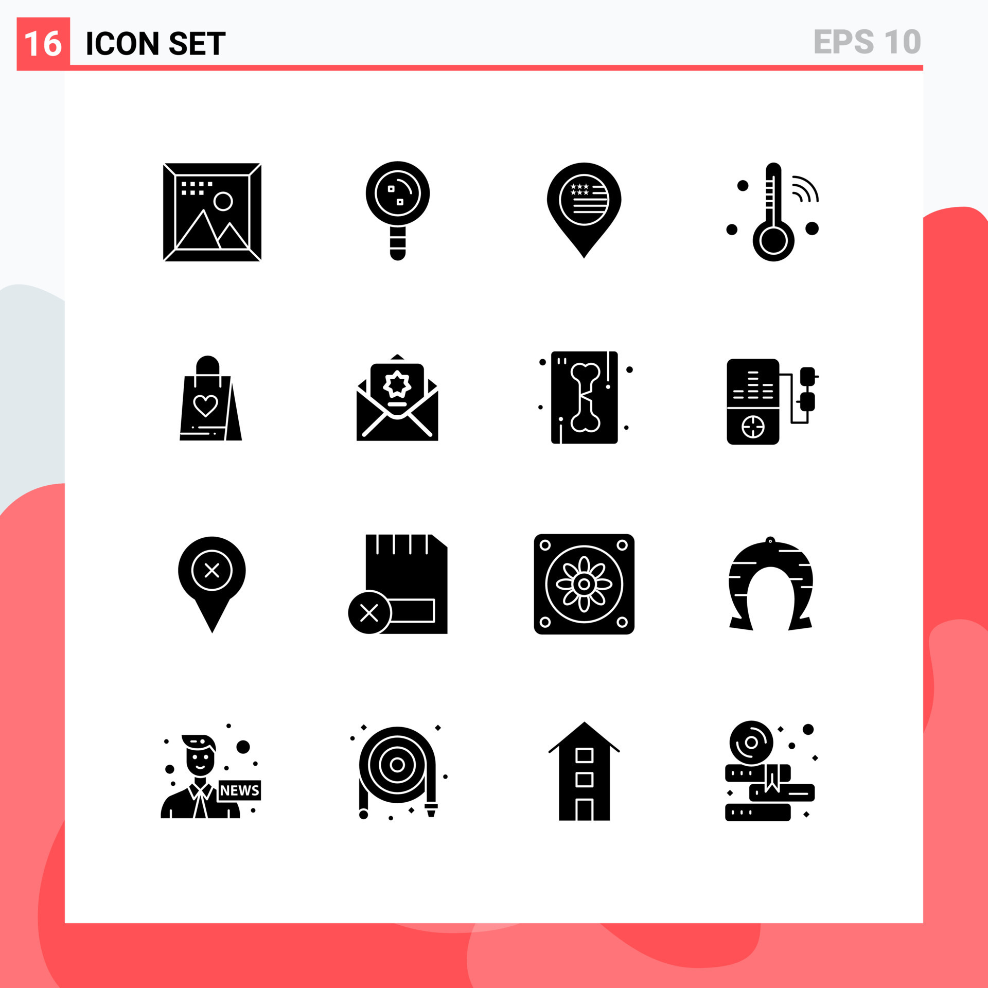 Set Of 16 Modern Ui Icons Symbols Signs For Thermometer Iot Dna Internet Of Things Map Editable