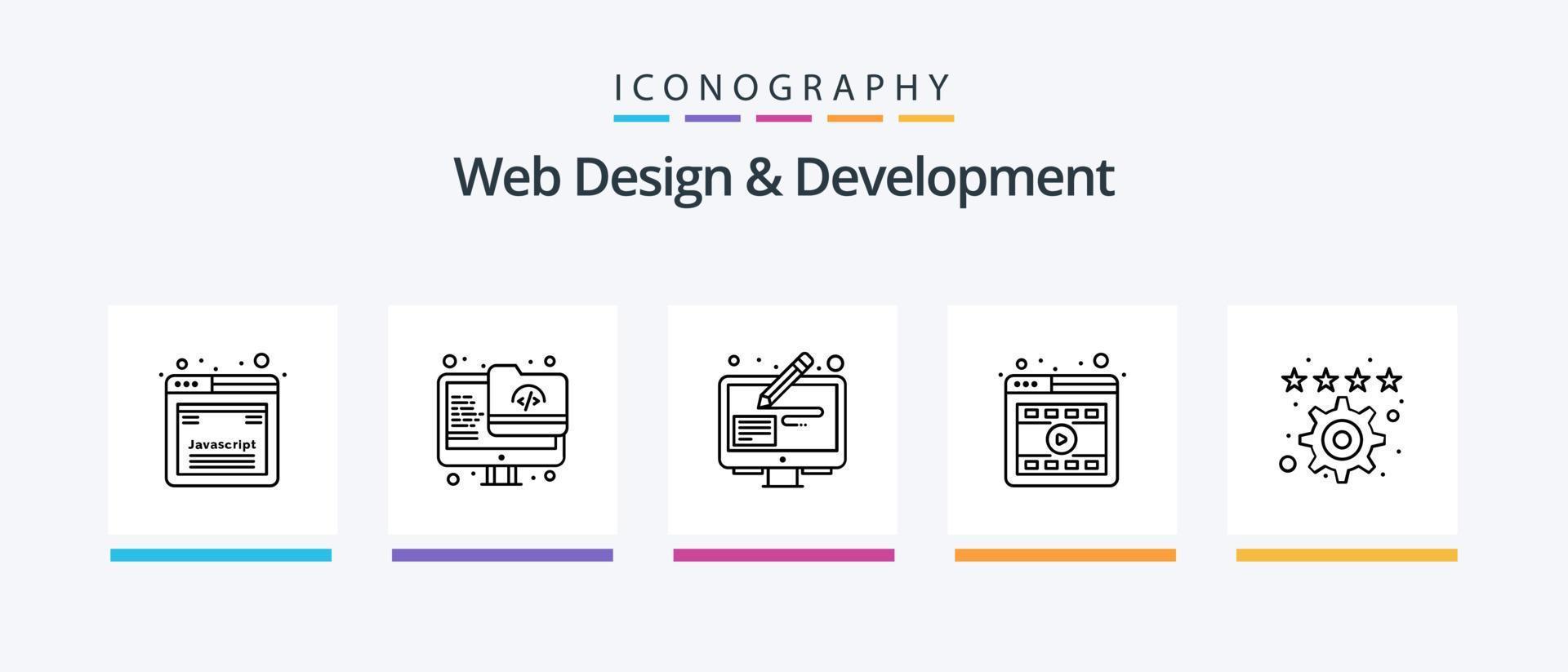 Web Design And Development Line 5 Icon Pack Including archive. you tuber. archive. web. folder ...