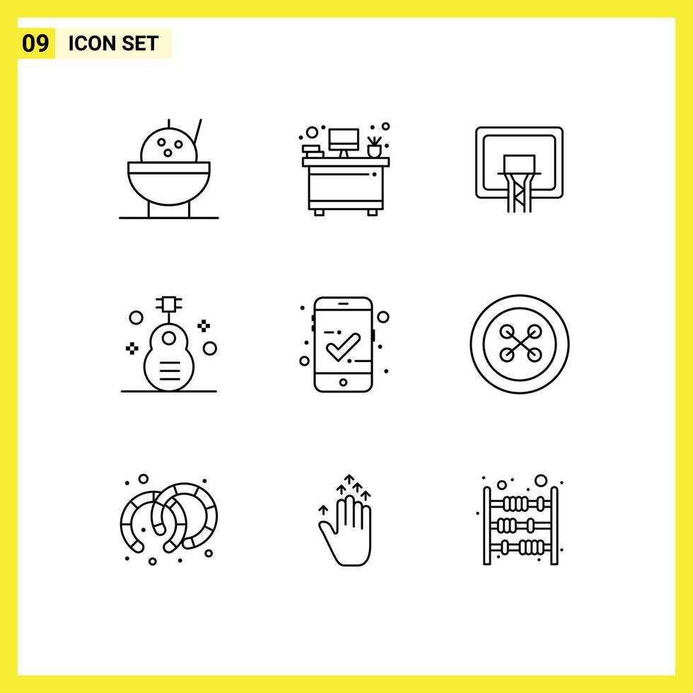 9 User Interface Outline Pack Of Modern Signs And Symbols Of Button Checked Board Approved