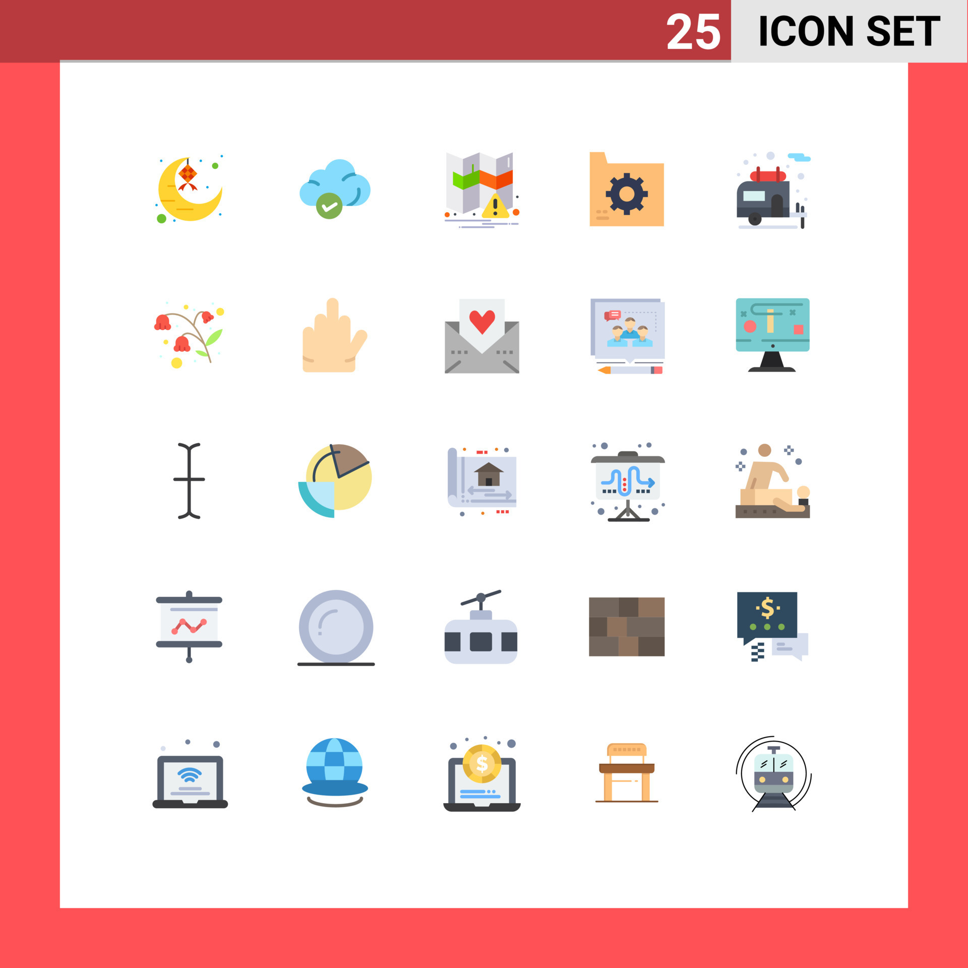 User Interface Pack Of 25 Basic Flat Colors Of Camper Document Technology Database Connect