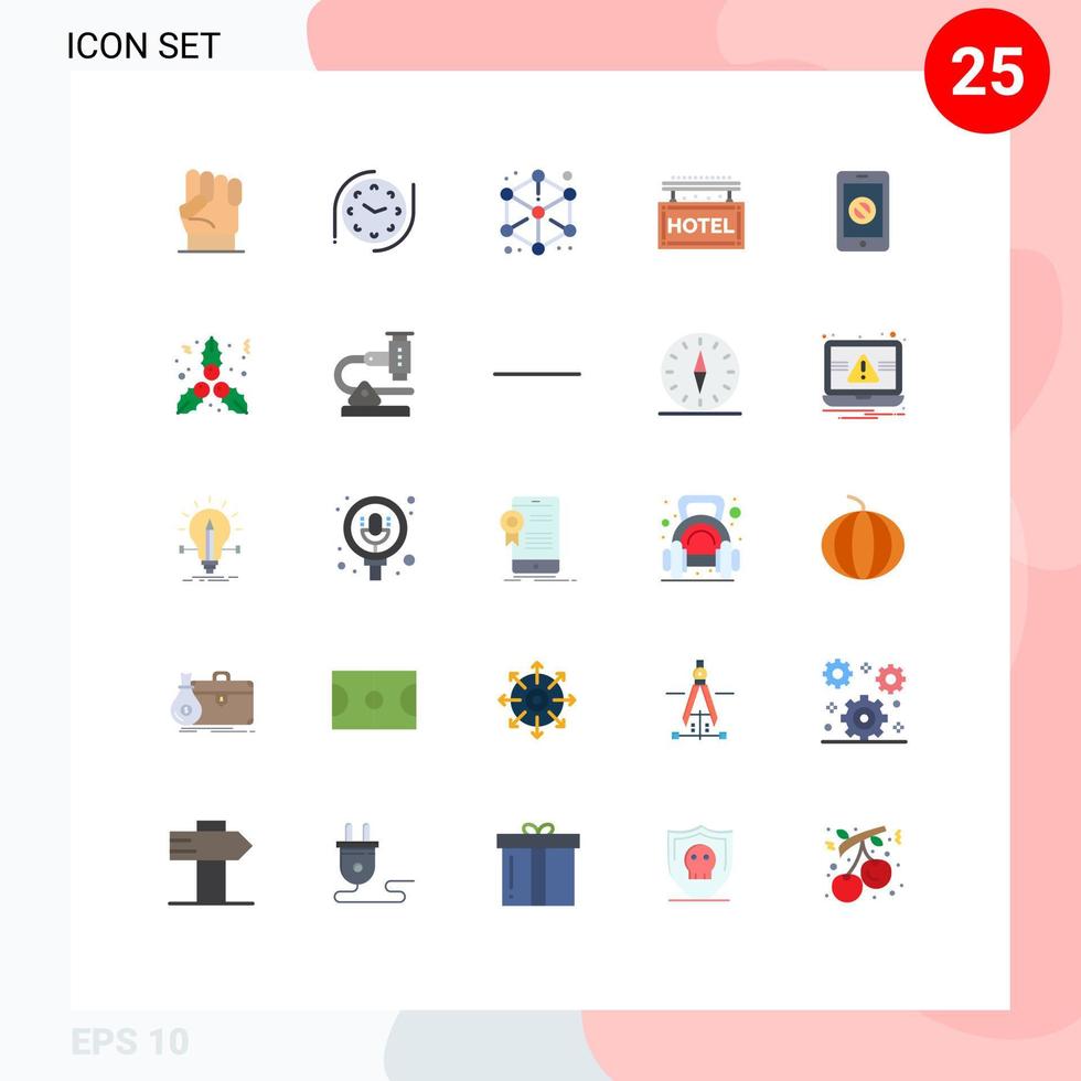 User Interface Pack Of 25 Basic Flat Colors Of Mobile Travel Cube Journey Shape Editable Vector