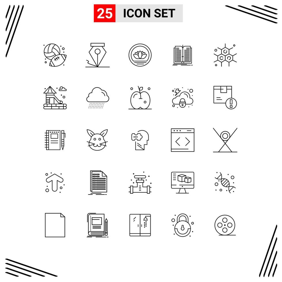 User Interface Pack of 25 Basic Lines of science chemist bangladeshi book file Editable Vector ...