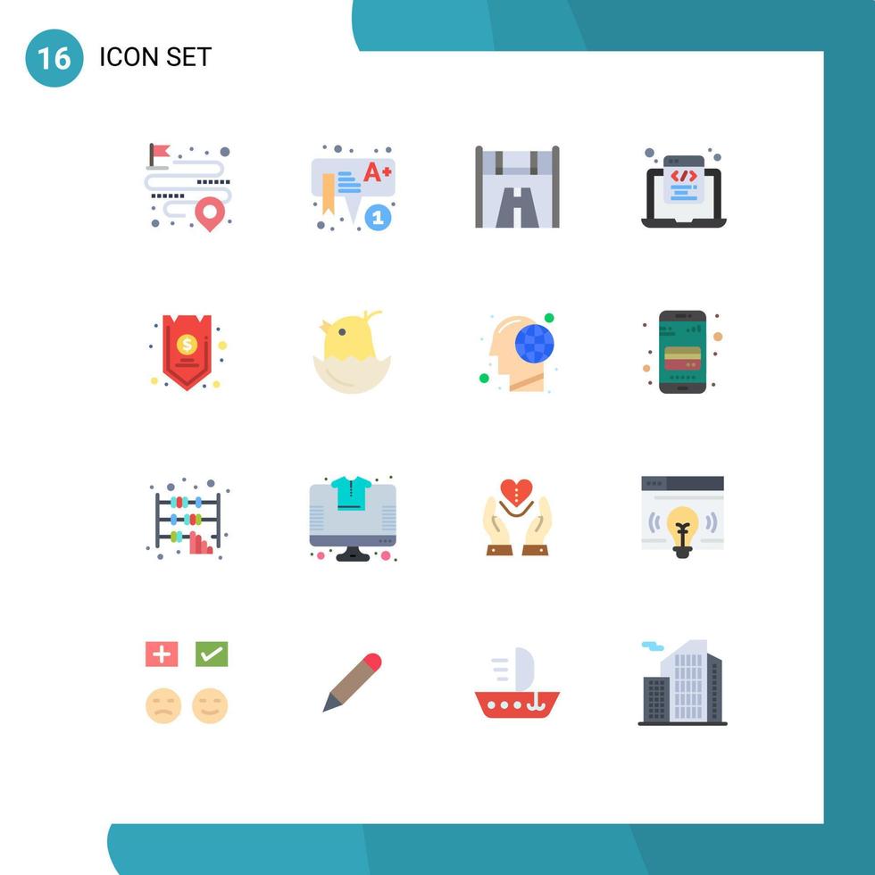 Pack Of 16 Modern Flat Colors Signs And Symbols For Web Print Media Such As Safe Programming