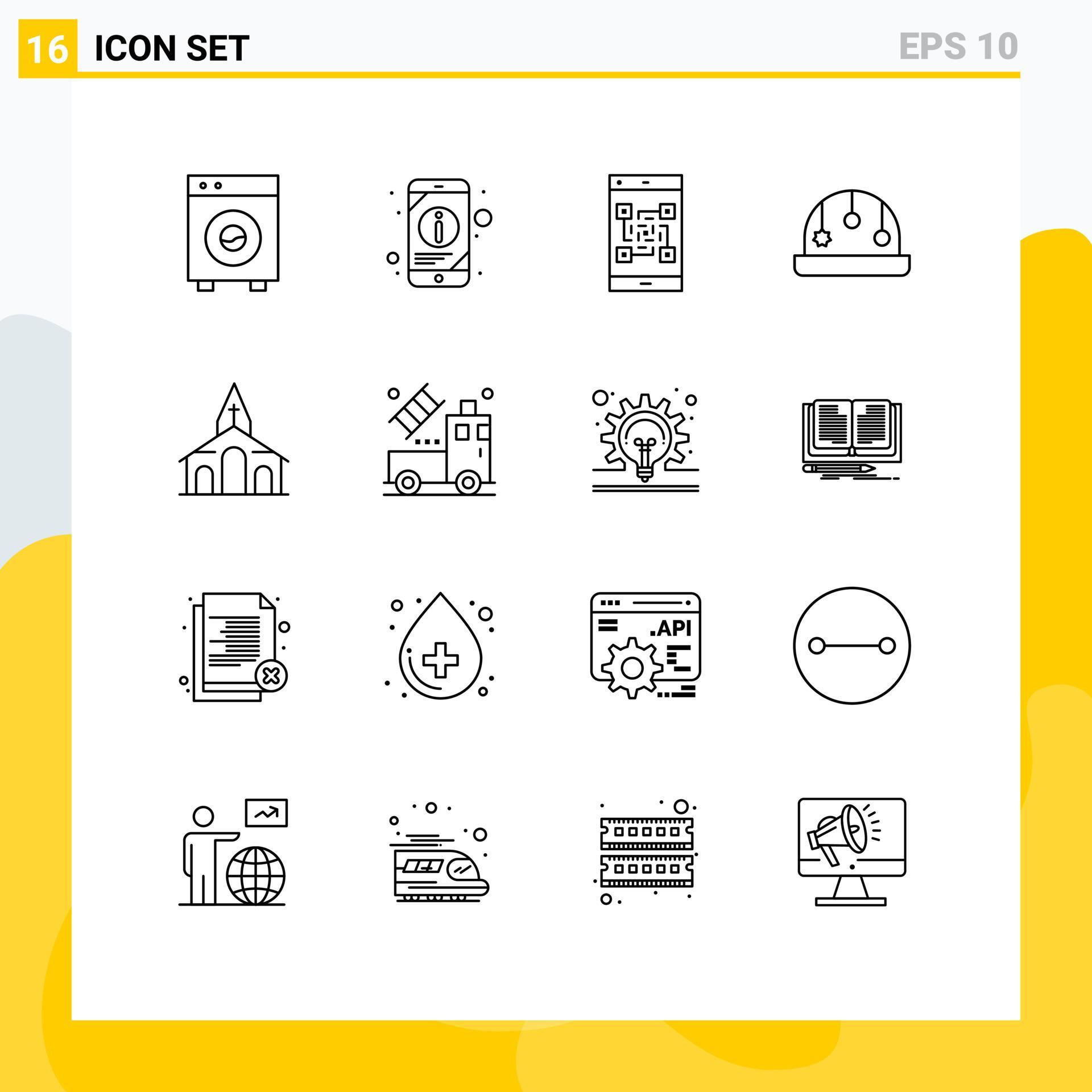 16 User Interface Outline Pack of modern Signs and Symbols of building ...