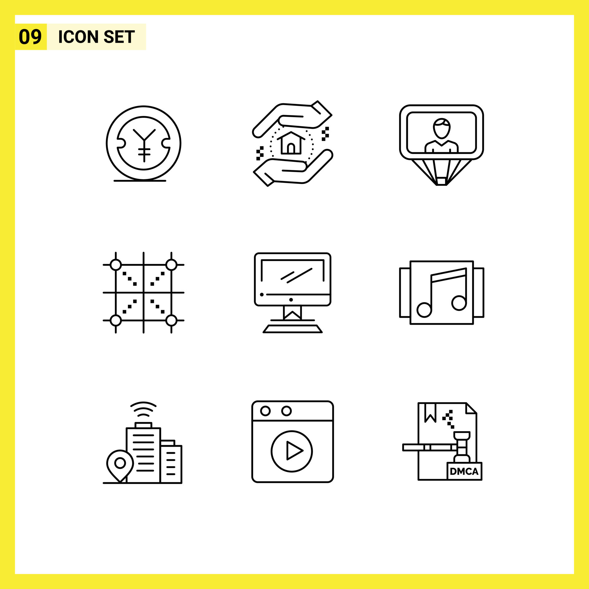 User Interface Pack Of 9 Basic Outlines Of Monitor Rule Profile Programing Design Editable