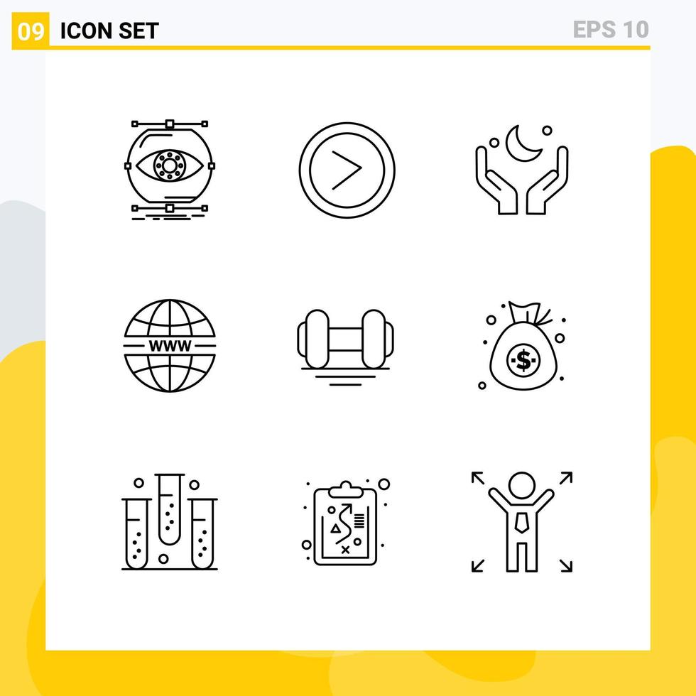 9 User Interface Outline Pack Of Modern Signs And Symbols Of Web Security User Internet Cresent