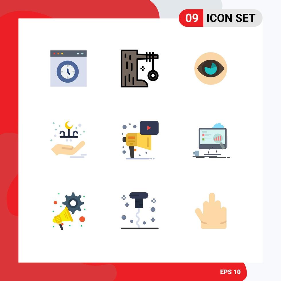 Set Of 9 Modern Ui Icons Symbols Signs For Hand Eid Swing Look View Editable Vector Design