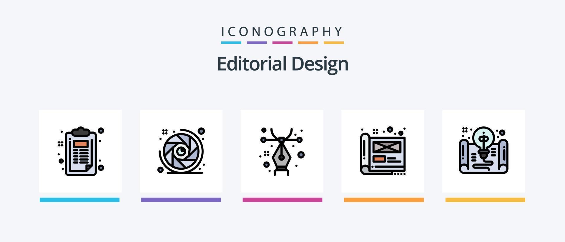 Editorial Design Line Filled 5 Icon Pack Including document. view. file. layout. idea. Creative ...