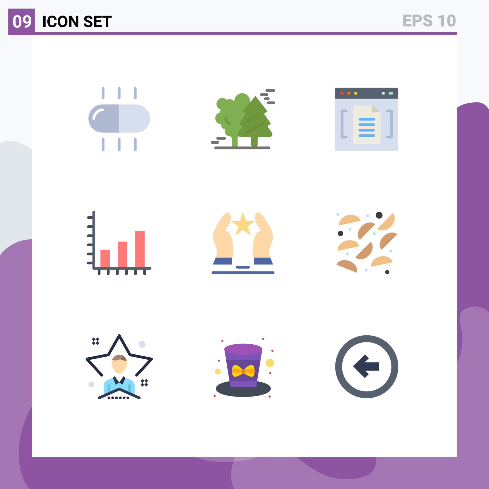 Flat Color Pack Of 9 Universal Symbols Of Built Chart Archive Business Interface Editable Vector