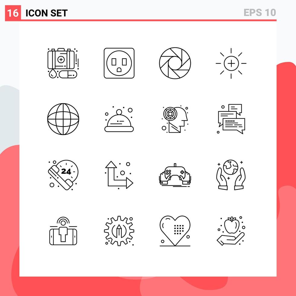 Set of 16 Vector Outlines on Grid for hat search multimedia internet user Editable Vector Design ...