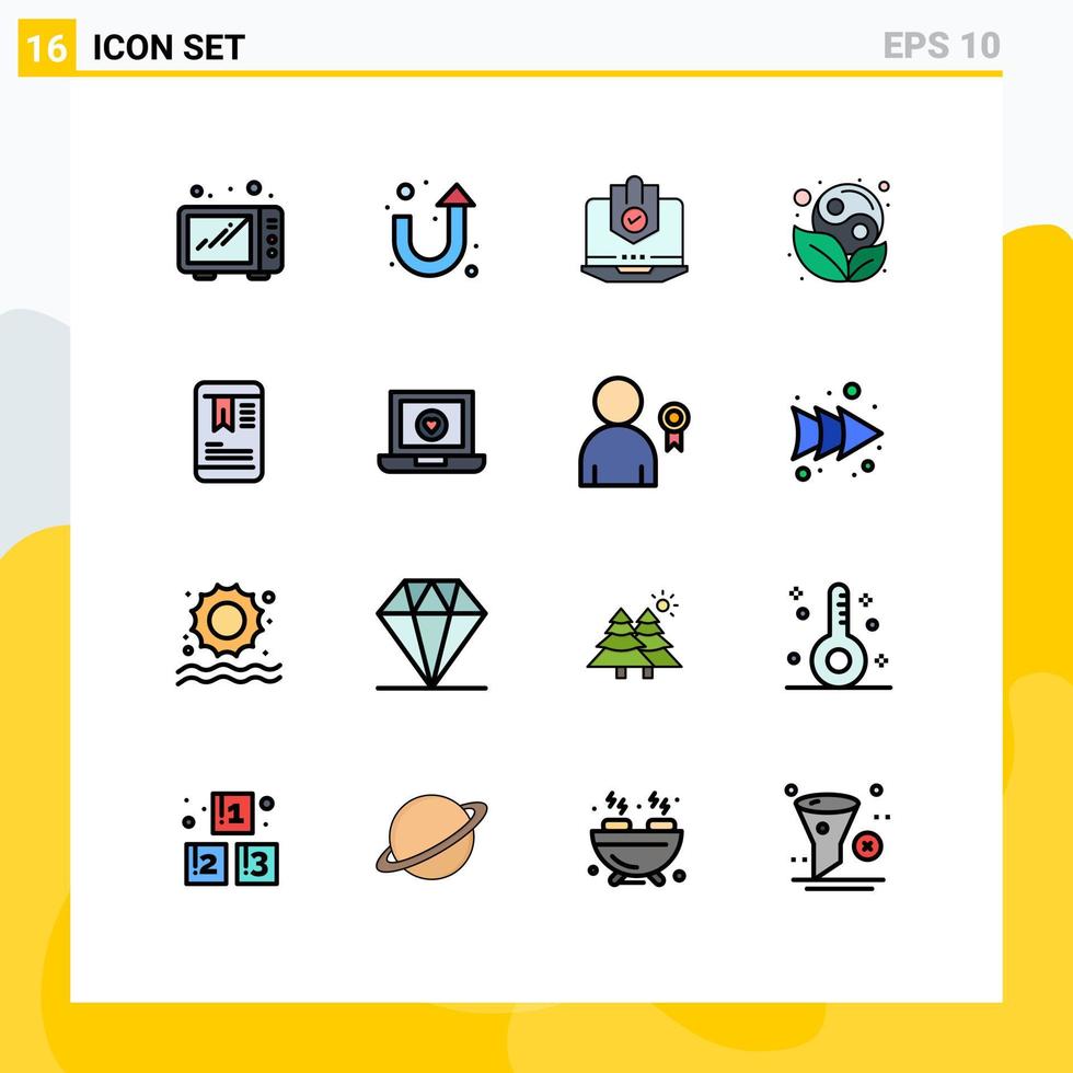 Set of 16 Modern UI Icons Symbols Signs for mobile yin internet yang ...