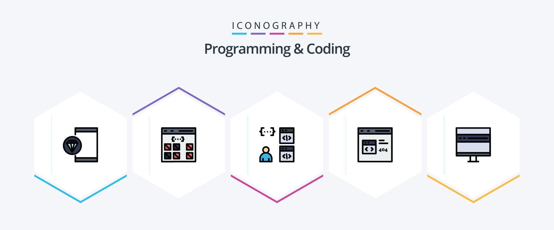 Programming And Coding 25 Filledline Icon Pack Including Develop Browser Development