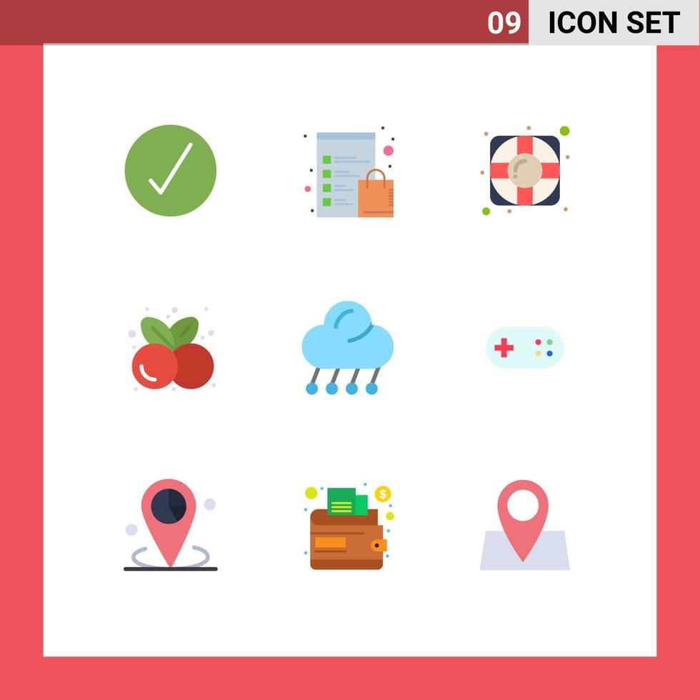 9 Thematic Vector Flat Colors And Editable Symbols Of Cloud Summer Help