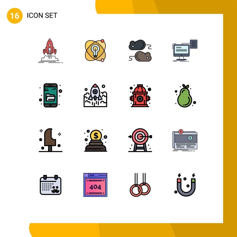 16 User Interface Flat Color Filled Line Pack of modern Signs and ...