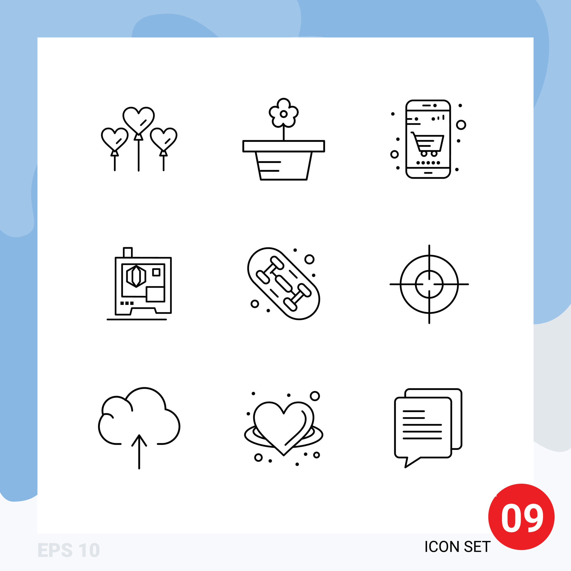 9 Universal Outlines Set For Web And Mobile Applications Target Board