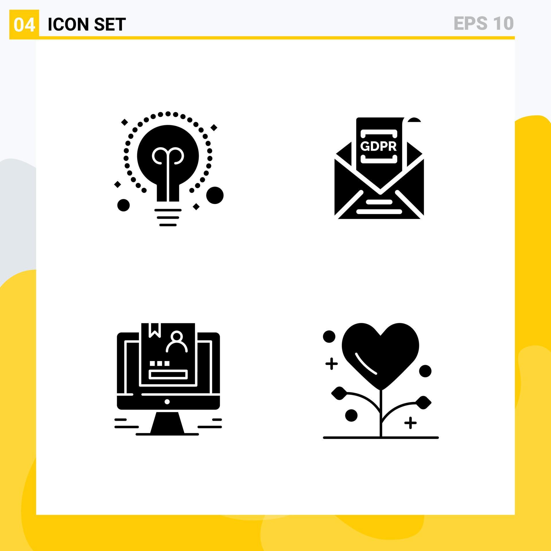 Group of 4 Solid Glyphs Signs and Symbols for bulb profile commission ...