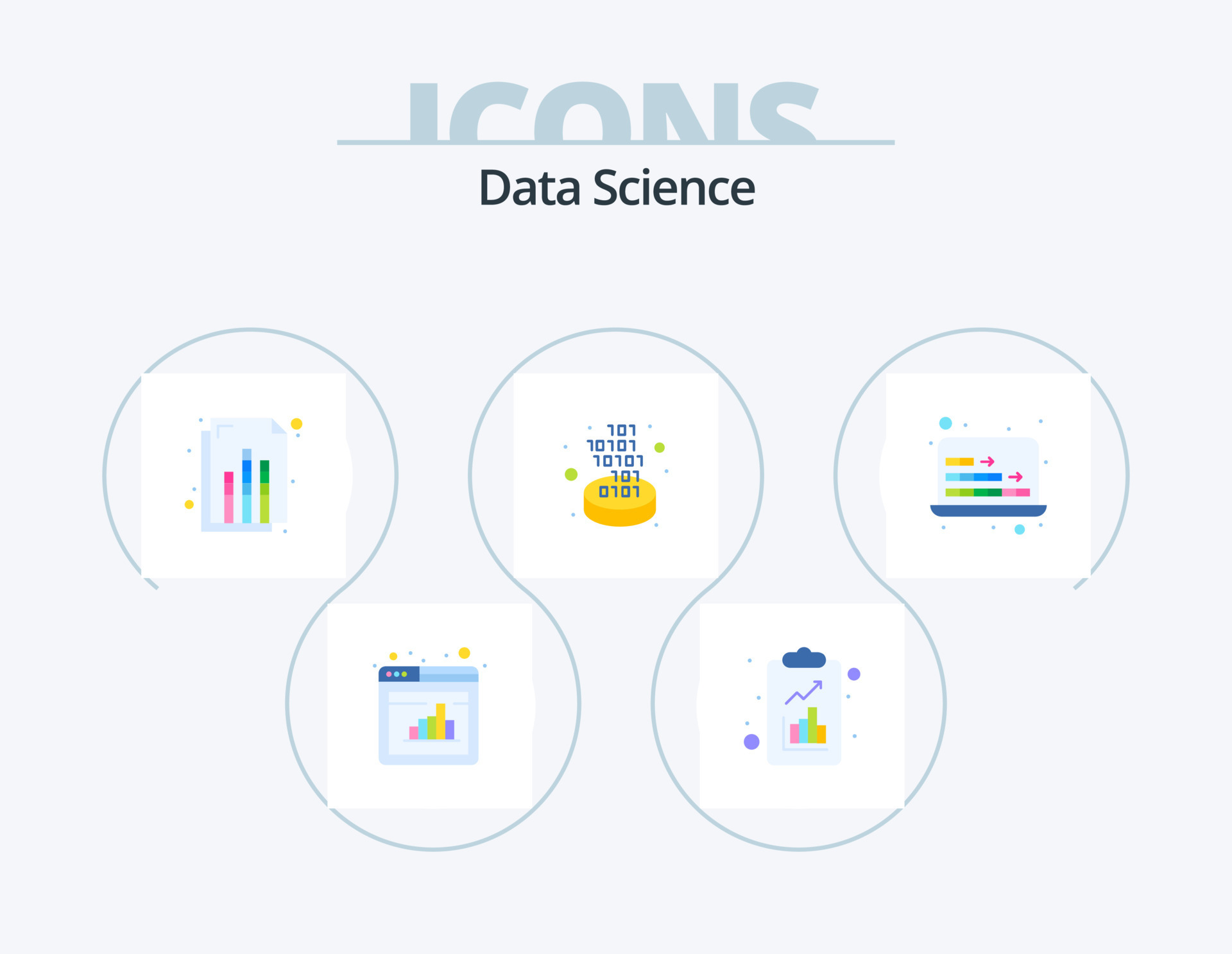 paquete de iconos planos de ciencia de datos 5 diseño de iconos ...