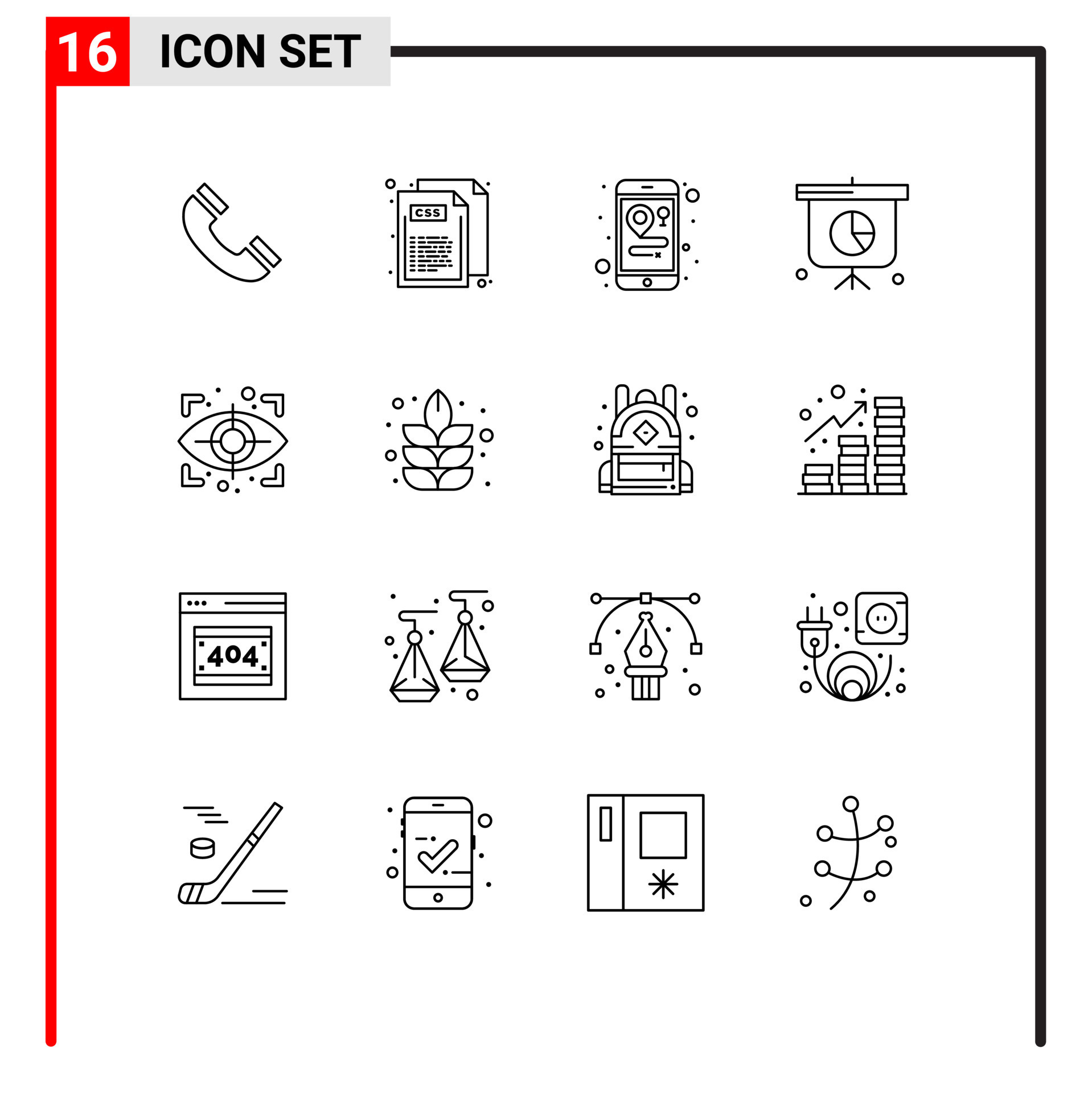 Set Of 16 Modern Ui Icons Symbols Signs For Lotus Scan Location Eye Graph Editable Vector Design