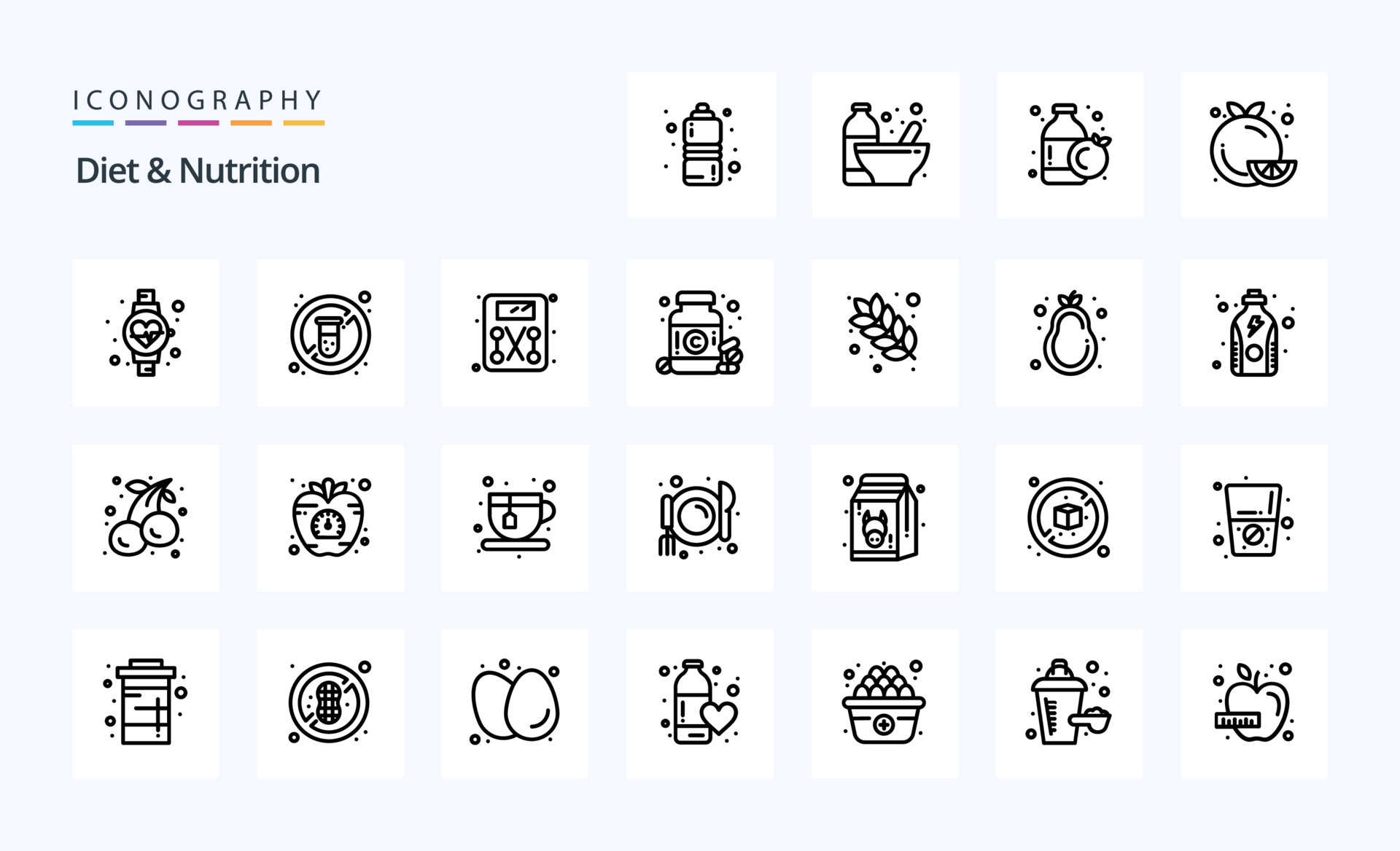25 Diet And Nutrition Line icon pack 18517602 Vector Art at Vecteezy