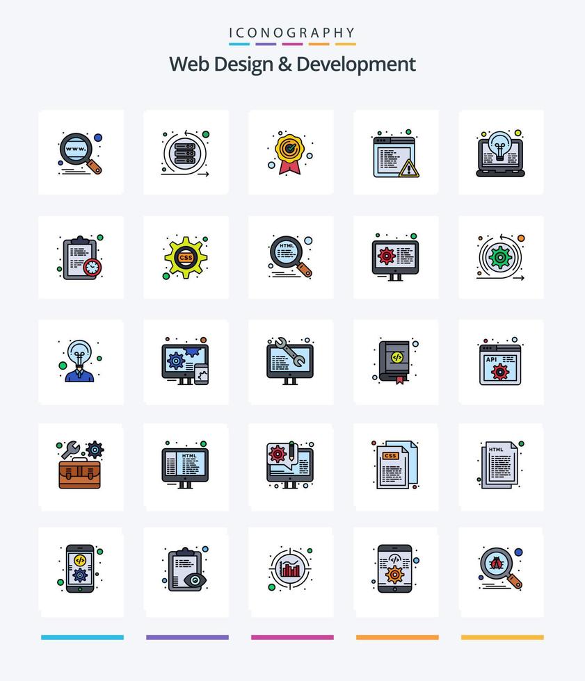 Creative Web Design And Development 25 Line Filled Icon Pack Such As Coding Error Sprint