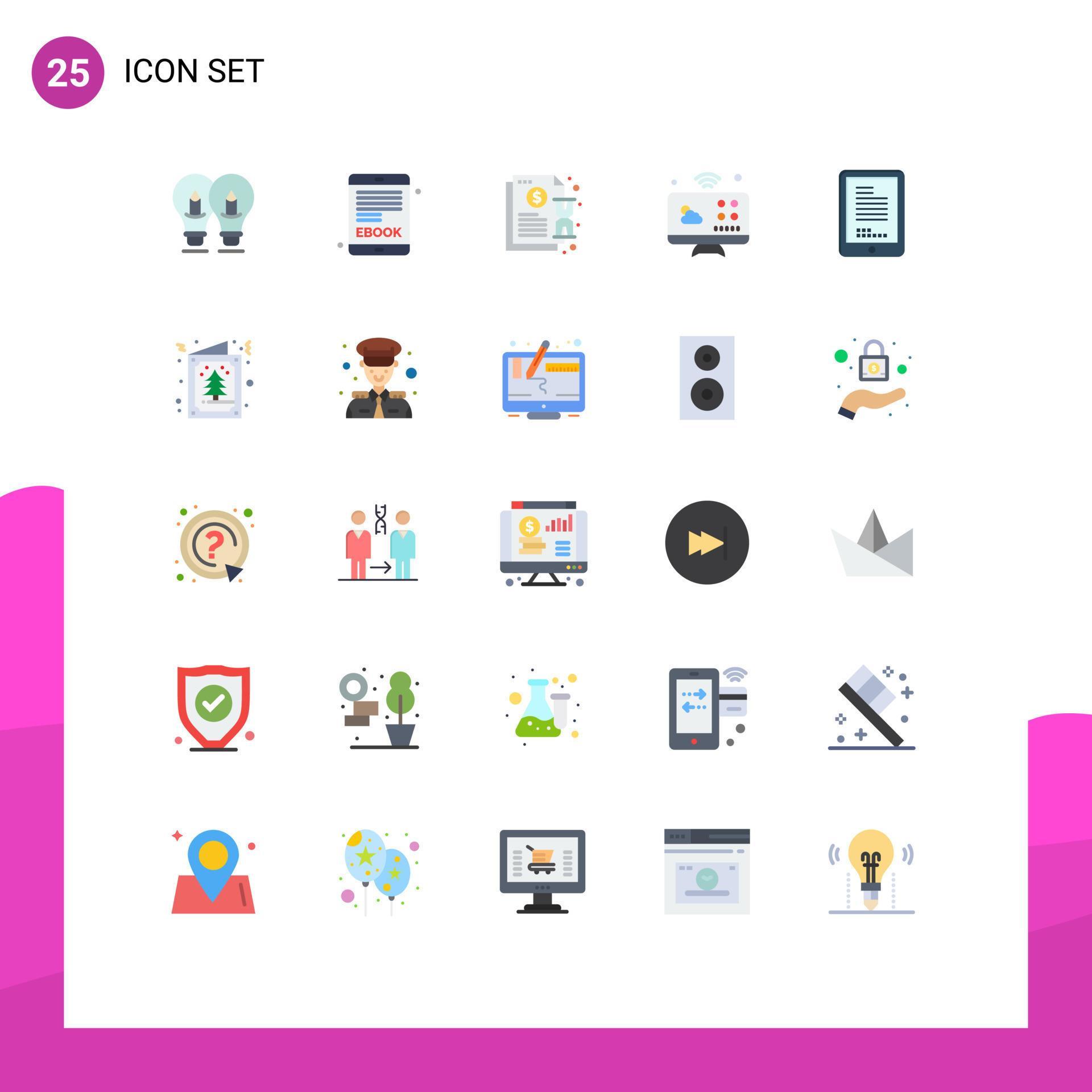 Set Of 25 Vector Flat Colors On Grid For Mobile Monitor Contract